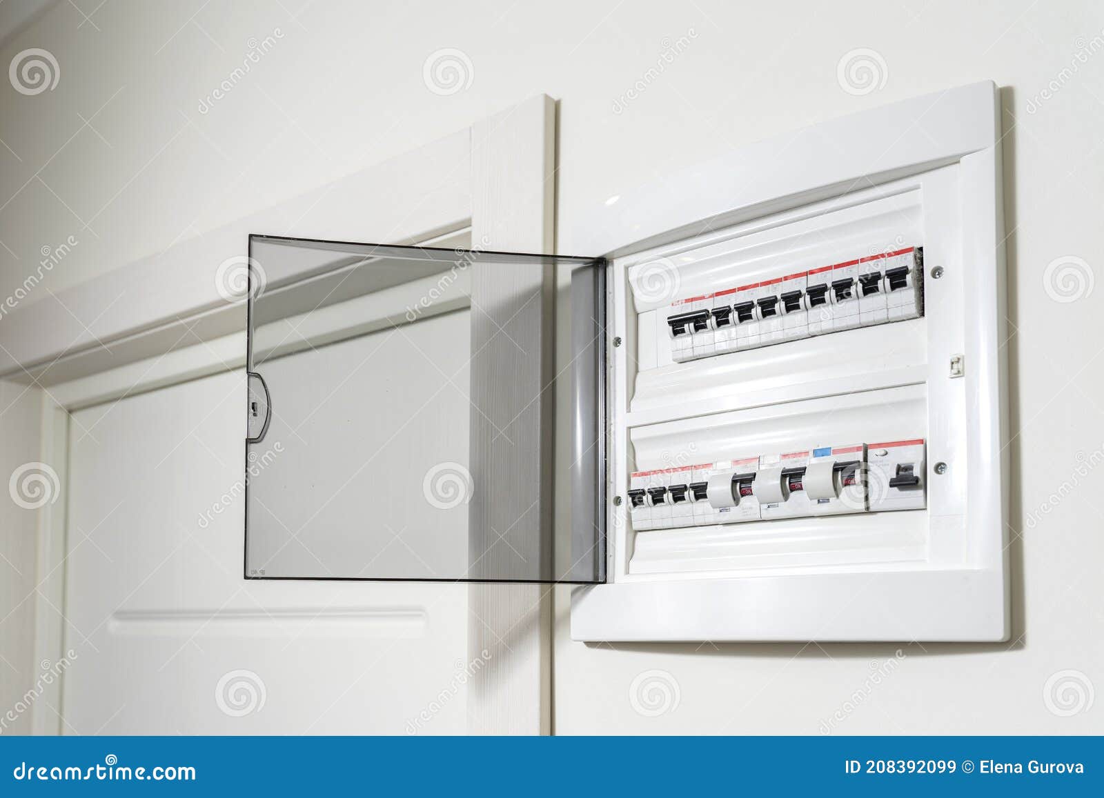 Electrical Panel in the Apartment on a White Wall Stock Image - Image ...