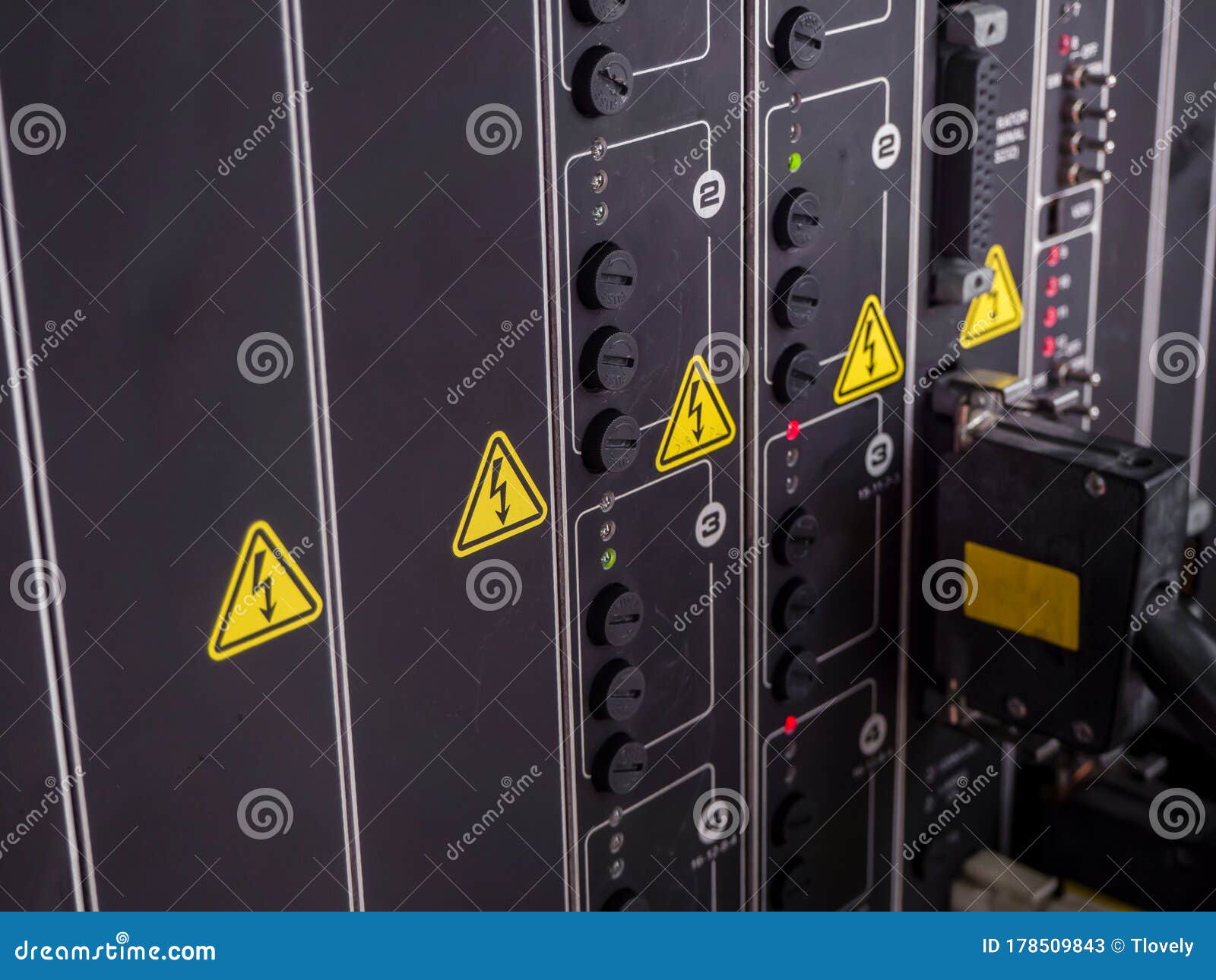 Electrical Panel at a Assembly Line Factory. Controls and Switches ...
