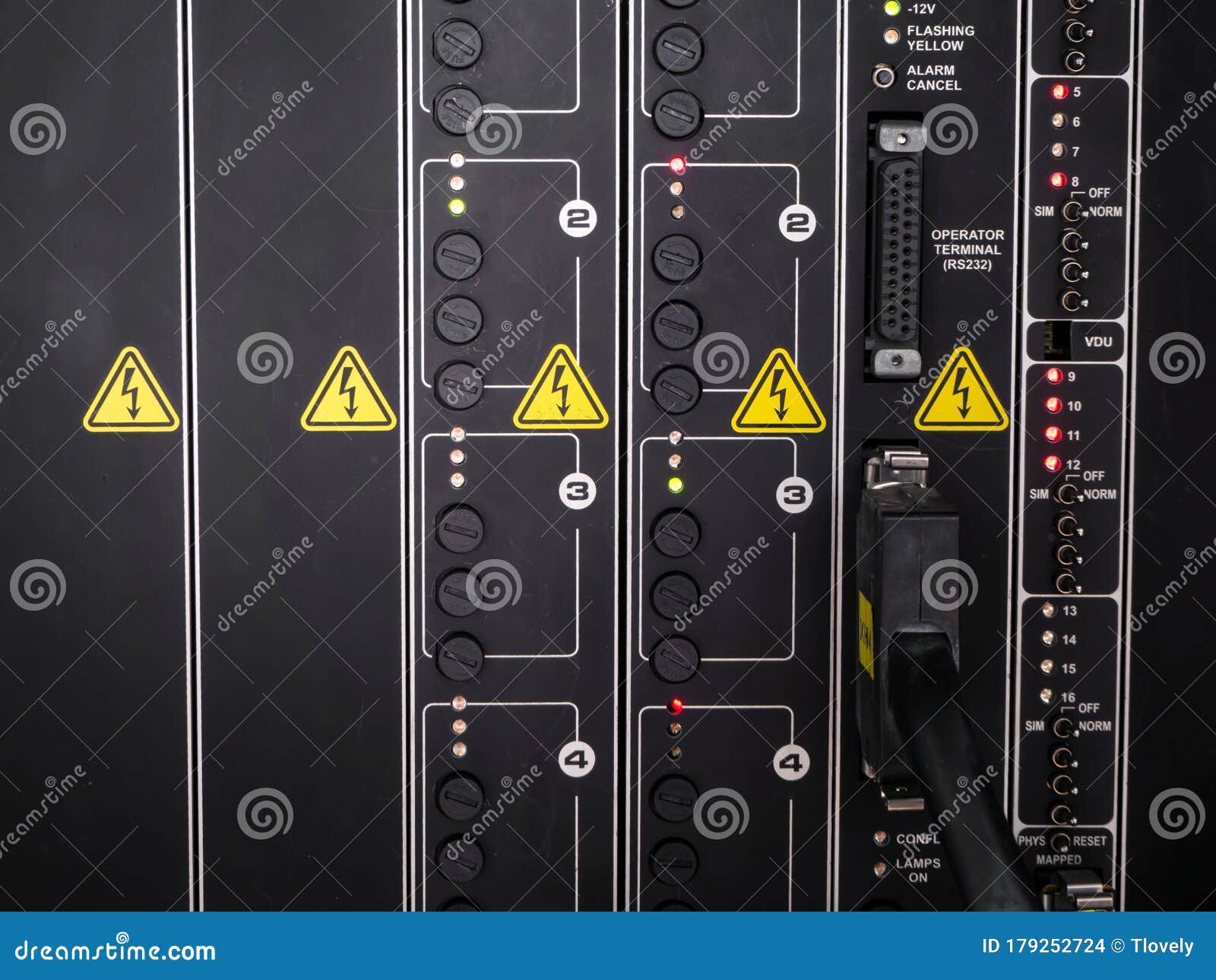 Electrical Panel at a Assembly Line Factory. Controls and Switches ...