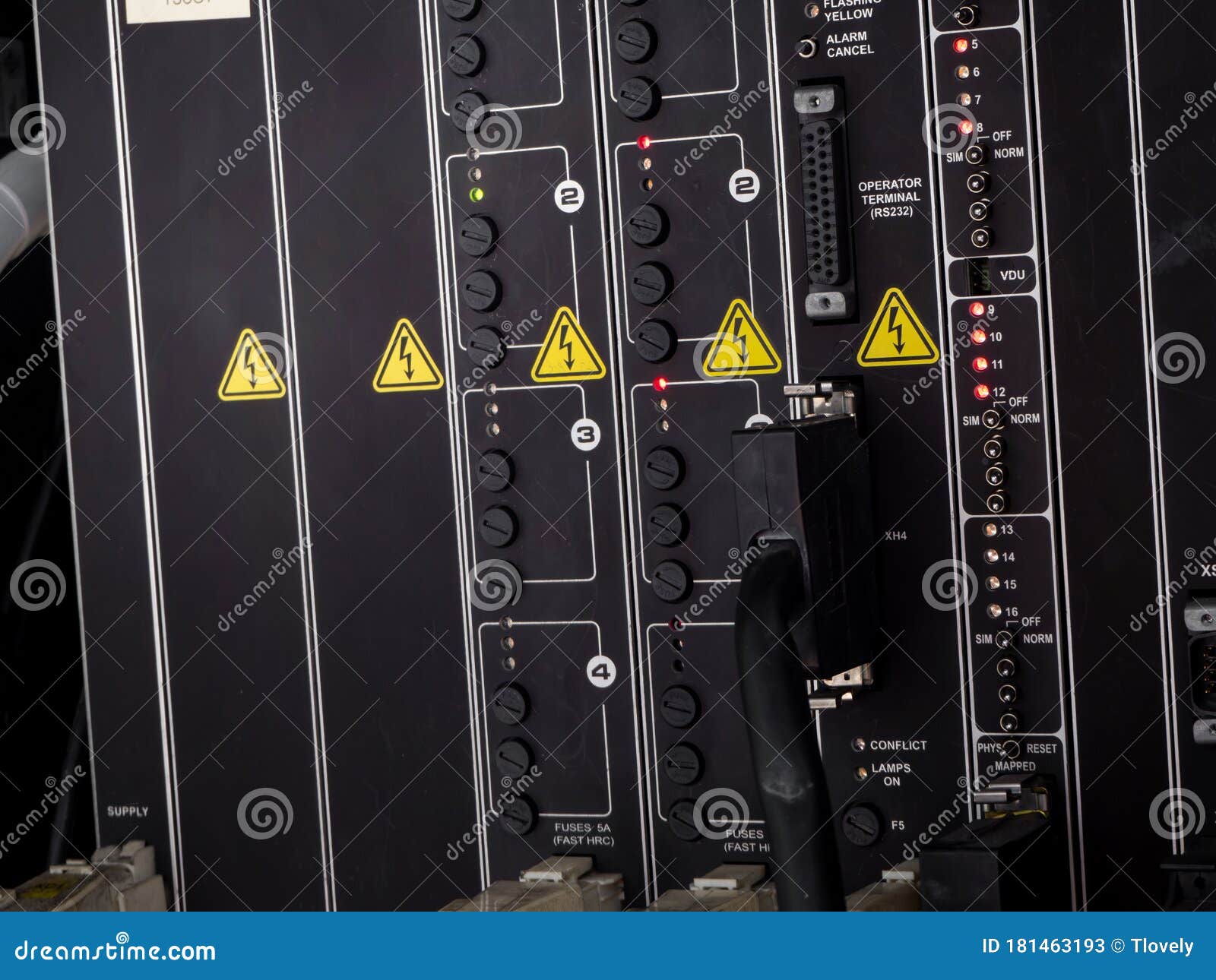 Electrical Panel at a Assembly Line Factory. Controls and Switches ...