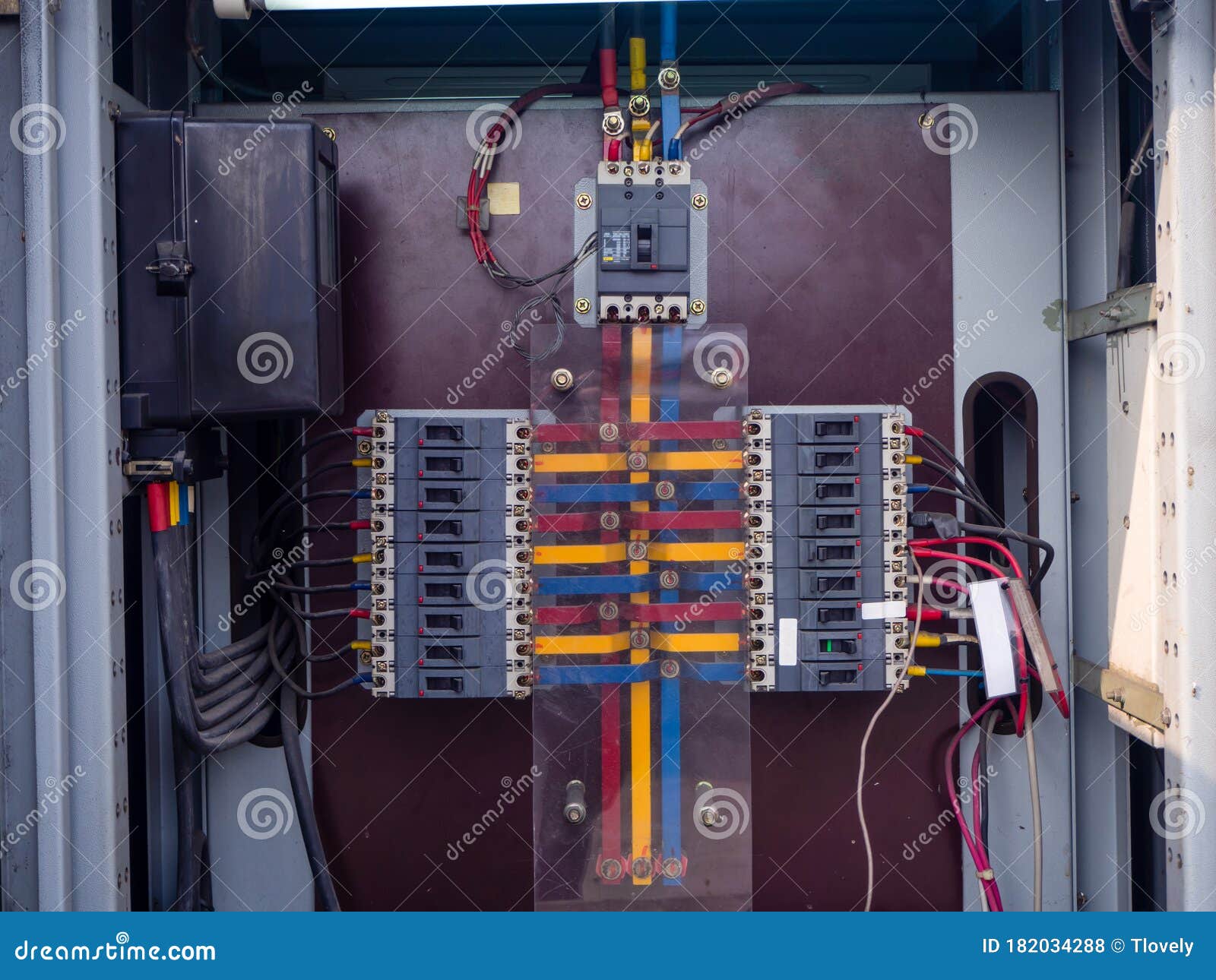 Electrical Panel at a Assembly Line Factory. Controls and Switches ...