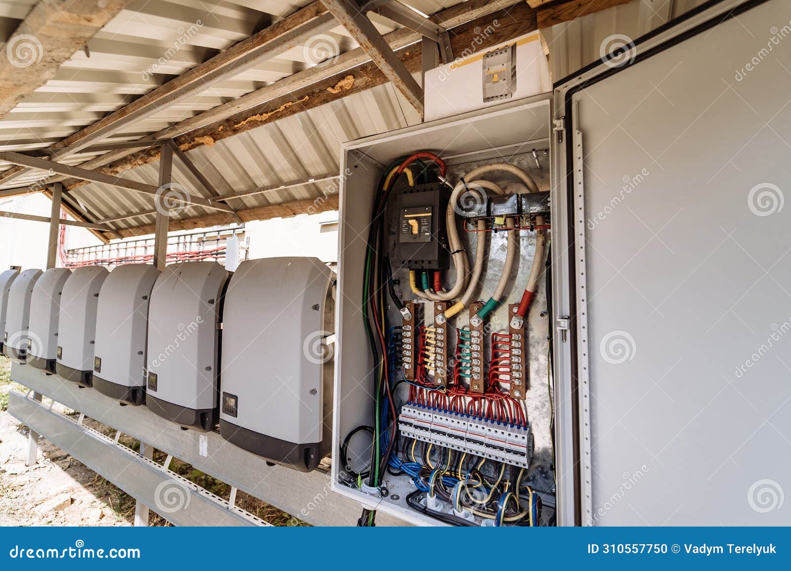 Electrical Panel at a Assembly Line Factory. Controls and Switches ...