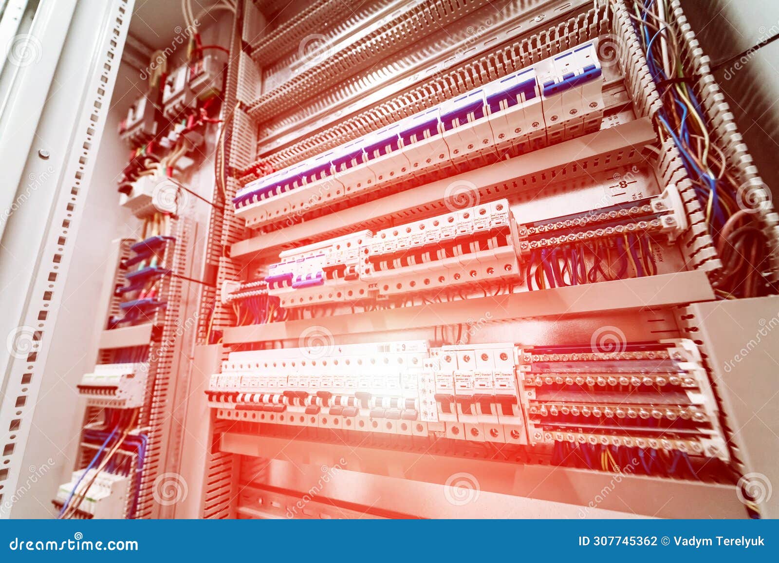 Electrical Panel at a Assembly Line Factory. Controls and Switches ...