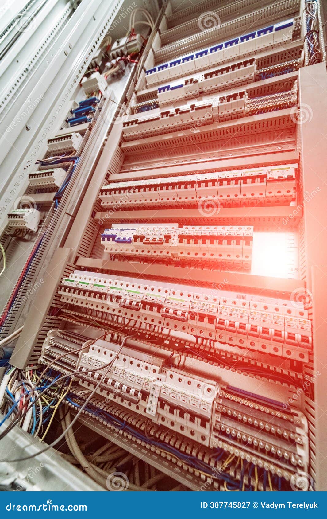 Electrical Panel at a Assembly Line Factory. Controls and Switches ...