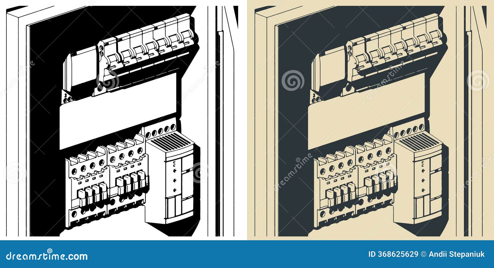 Electrical Panel Board Close-up Illustrations Cartoon Vector | CartoonDealer.com #368625629