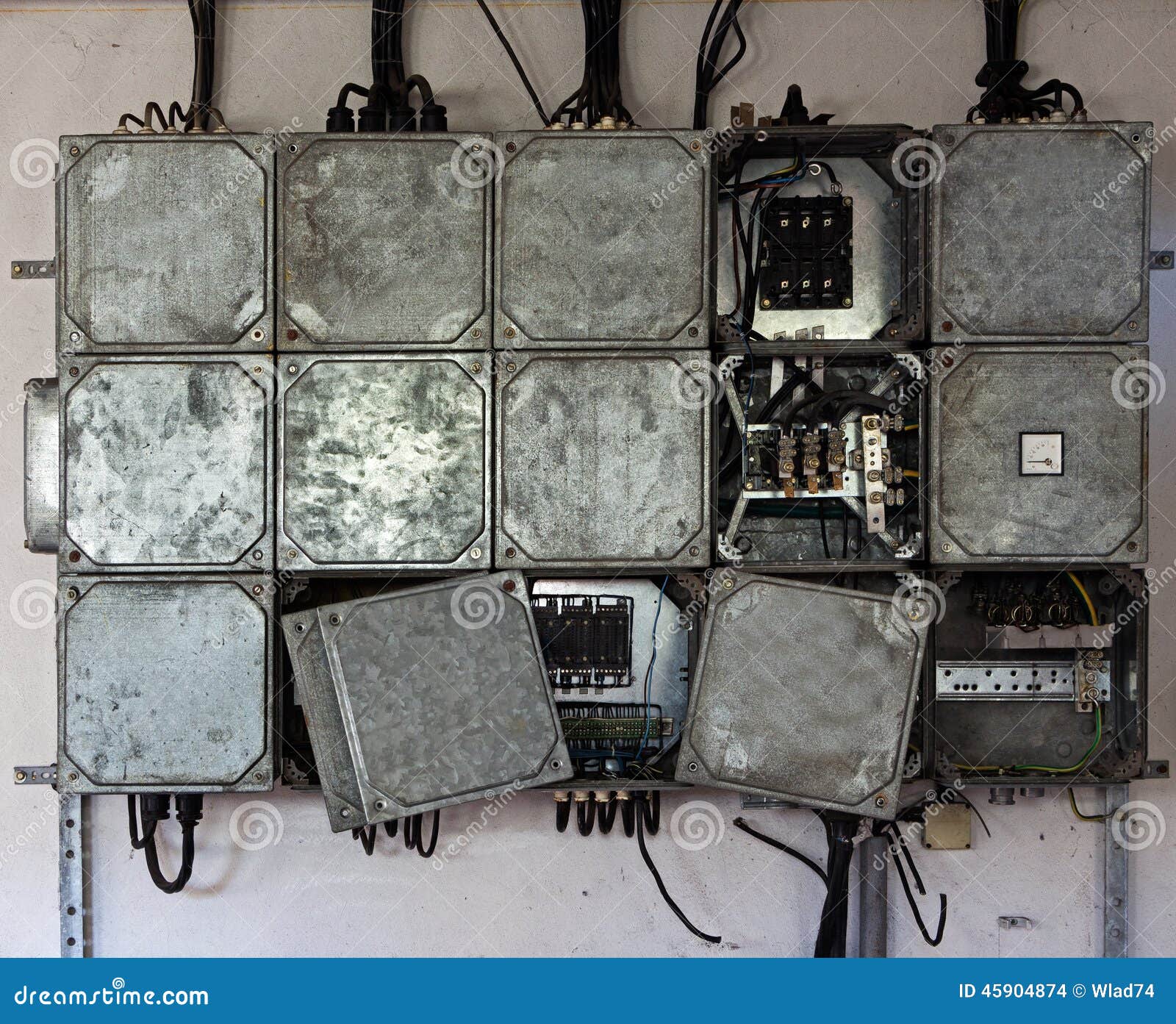 Electrical Panel with Cables in the Old Factory Stock Photo - Image of ...
