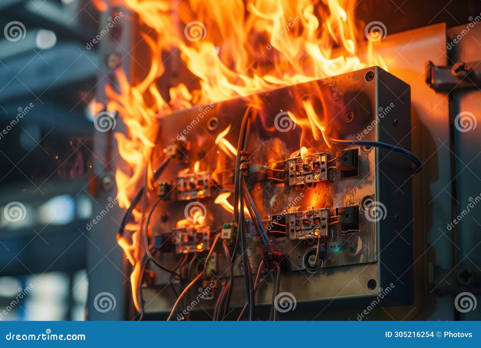 Electrical Panel Caught Fire Due To Short Circuit and Overload Stock ...