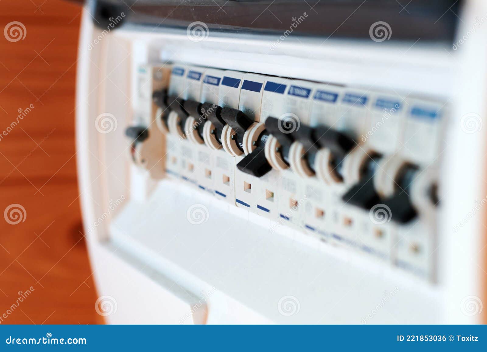 Electrical Panel of Circuit Breakers for Home, Indoor Macro Image Stock ...