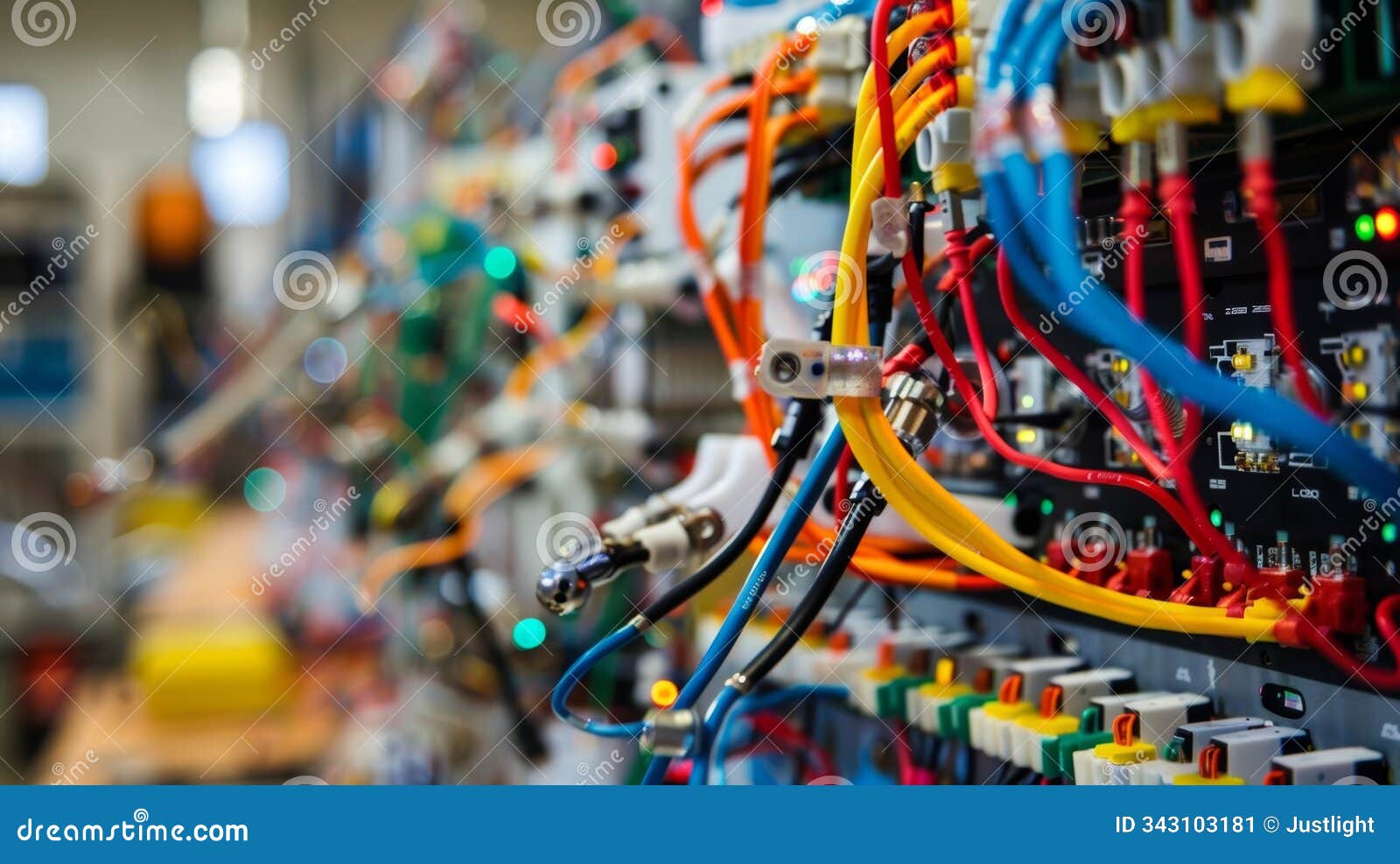 Electrical Panel with Colorful Wires Connecting Devices in Research ...