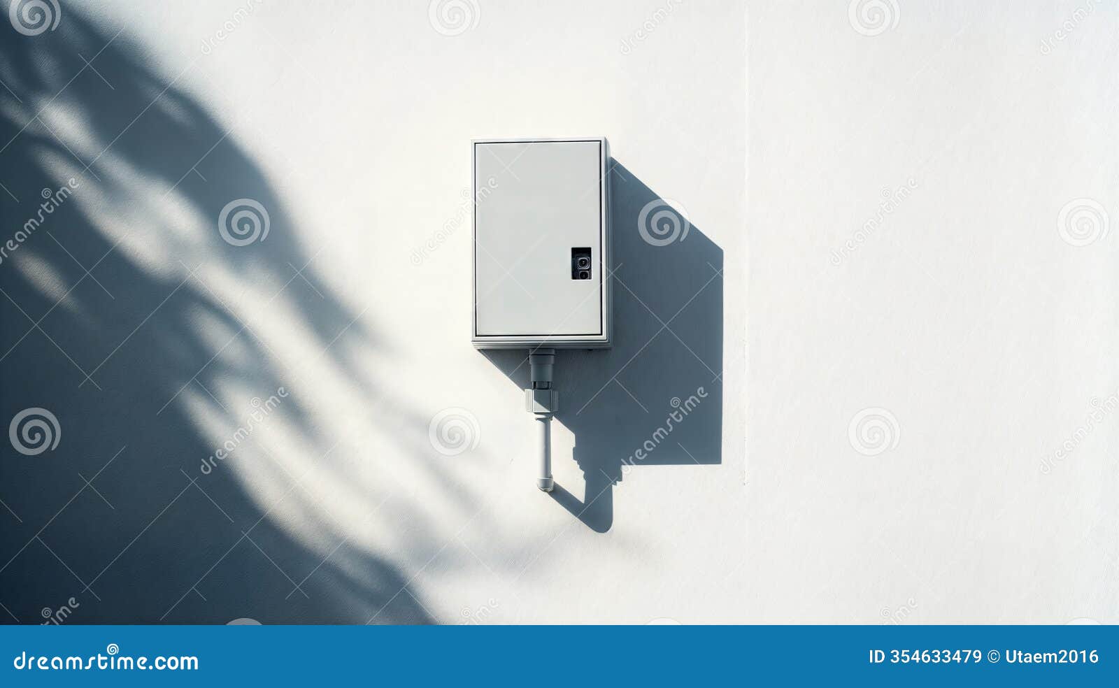 Electrical Panel with Conduit on White Wall Casting Shadow Stock Image ...