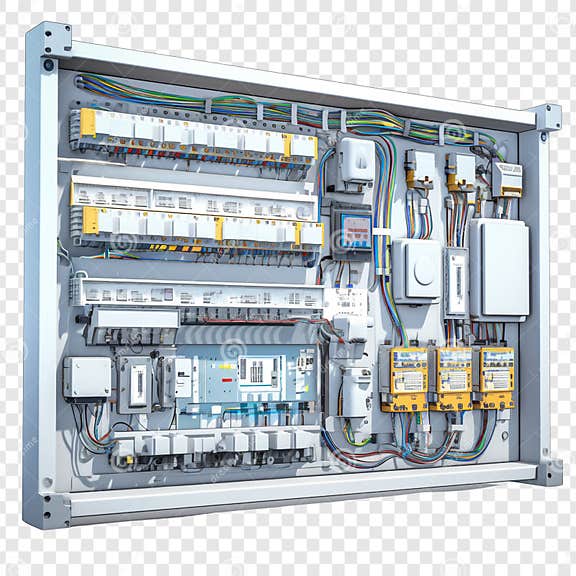 Electrical Panel Detailed View of Complex Wiring System Stock ...