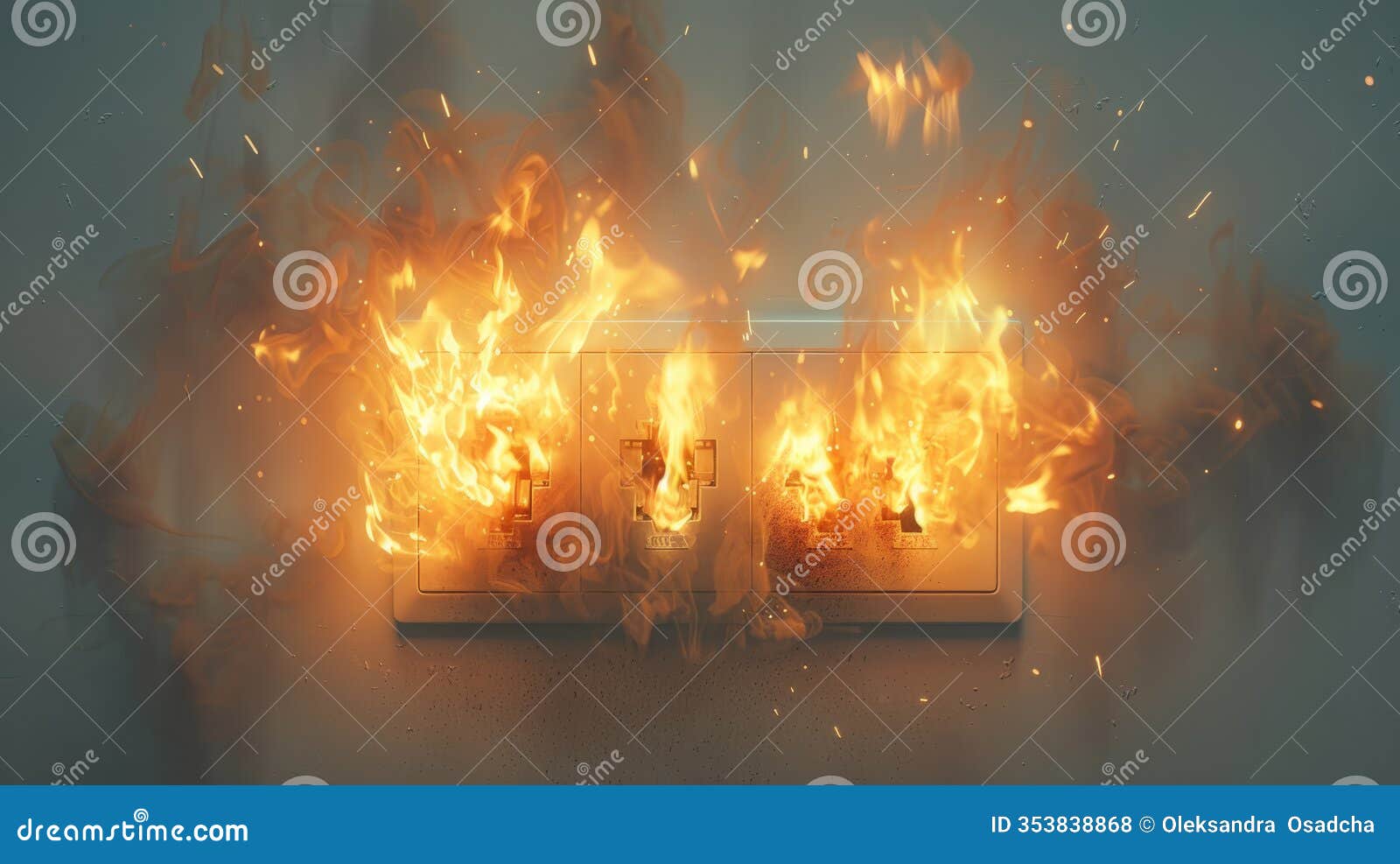 Electrical panel on fire stock photo. Image of emergency - 353838868