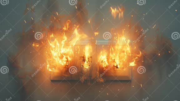 Electrical panel on fire stock photo. Image of emergency - 353838868