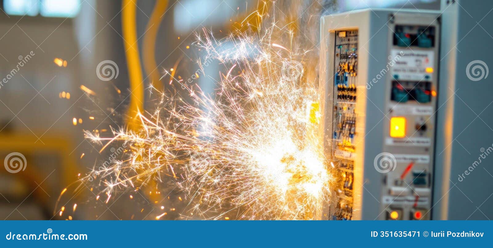 Electrical Panel Generating Sparks during Short Circuit Event Stock ...