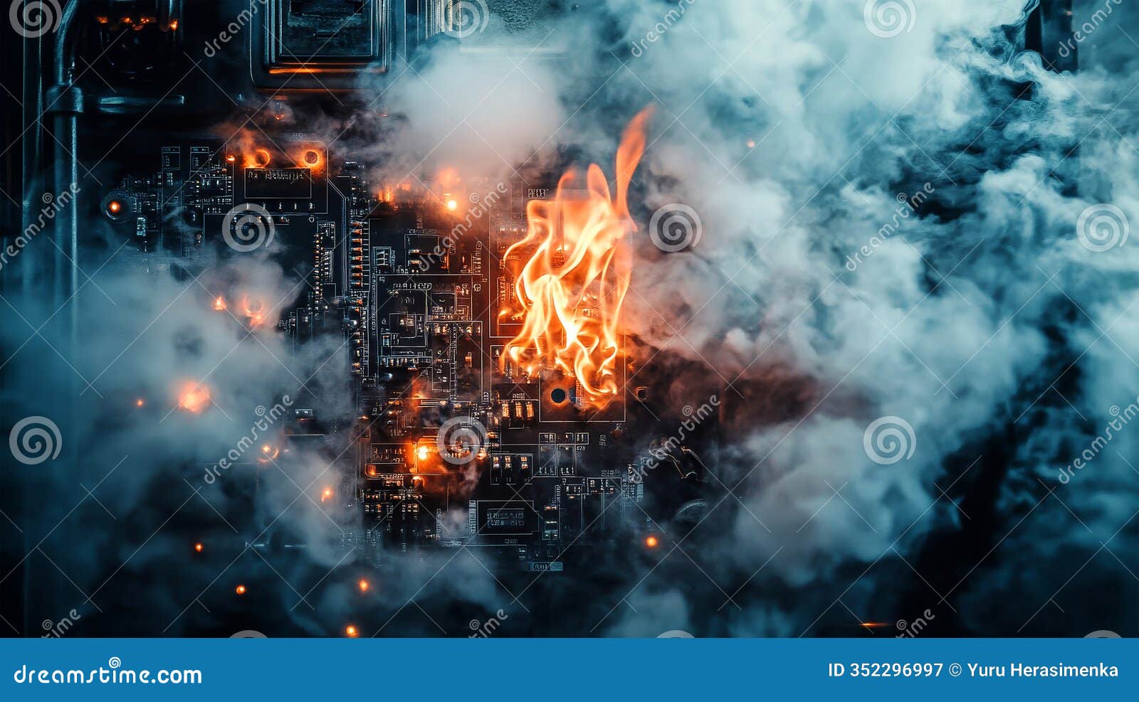 Electrical Panel Ignites, Releasing Smoke and Fire, Showcasing the ...
