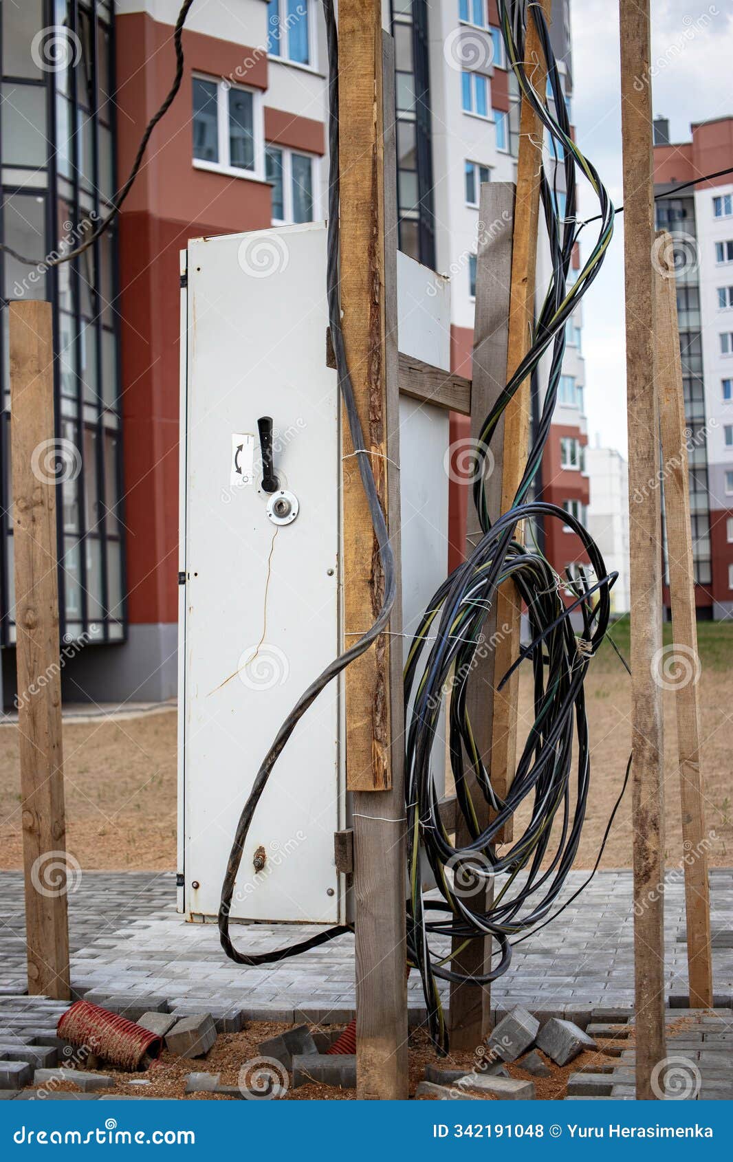 Electrical Panel Installation at a Construction Site for Electric Power ...