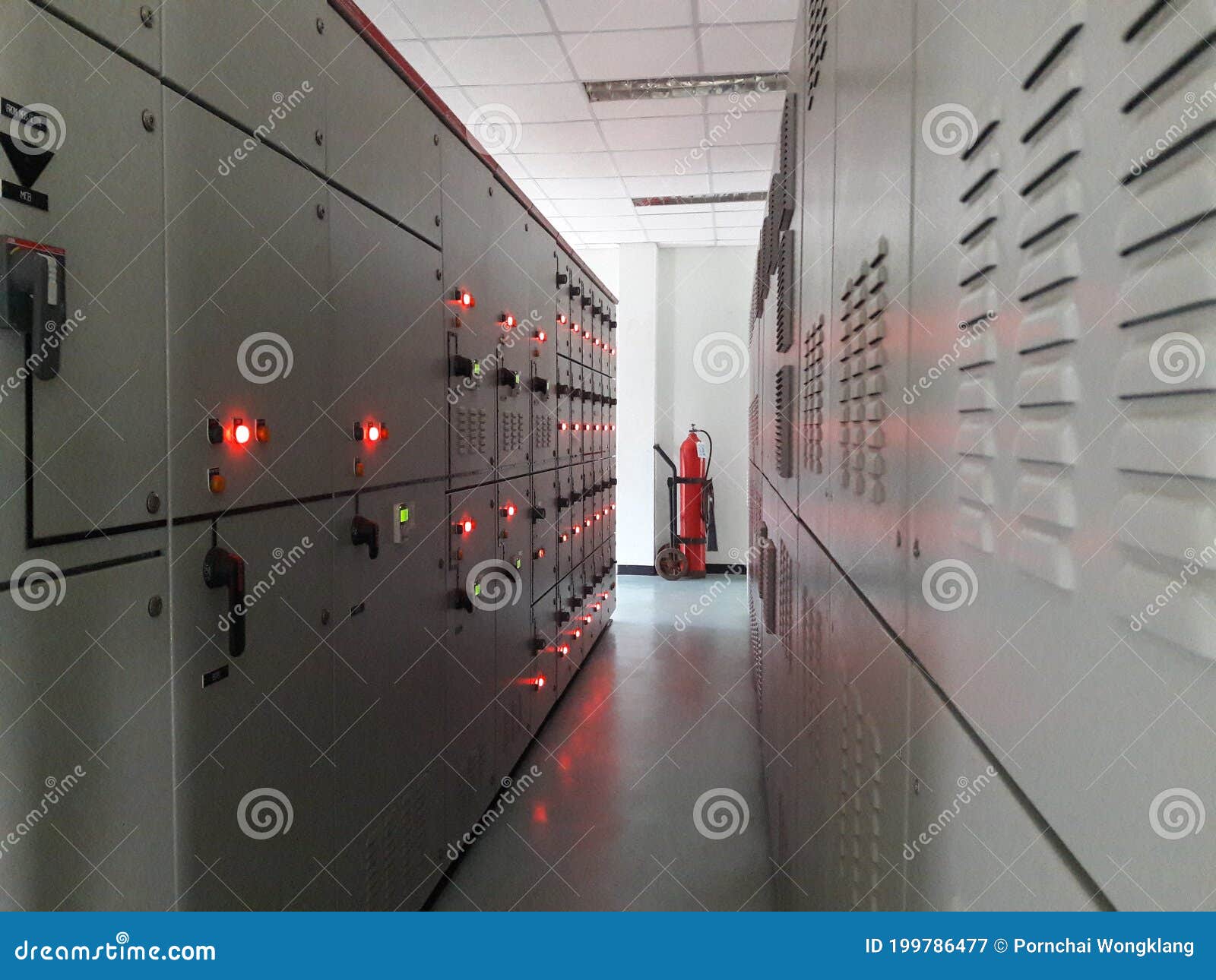 Electrical Panel with LED Lighting, Industrial Power Plant. Stock Image ...