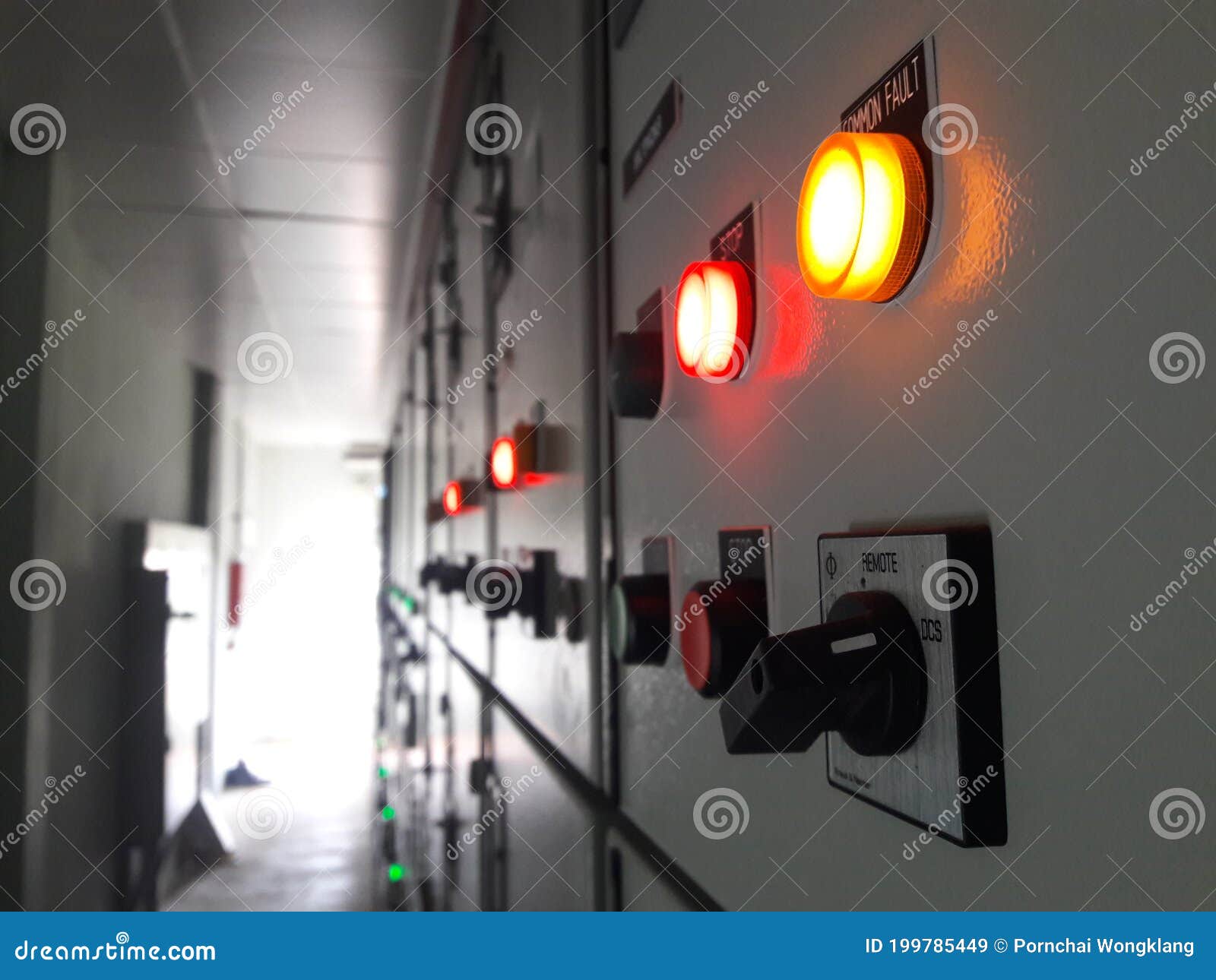 Electrical Panel with LED Lighting, Industrial Power Plant. Stock Image ...