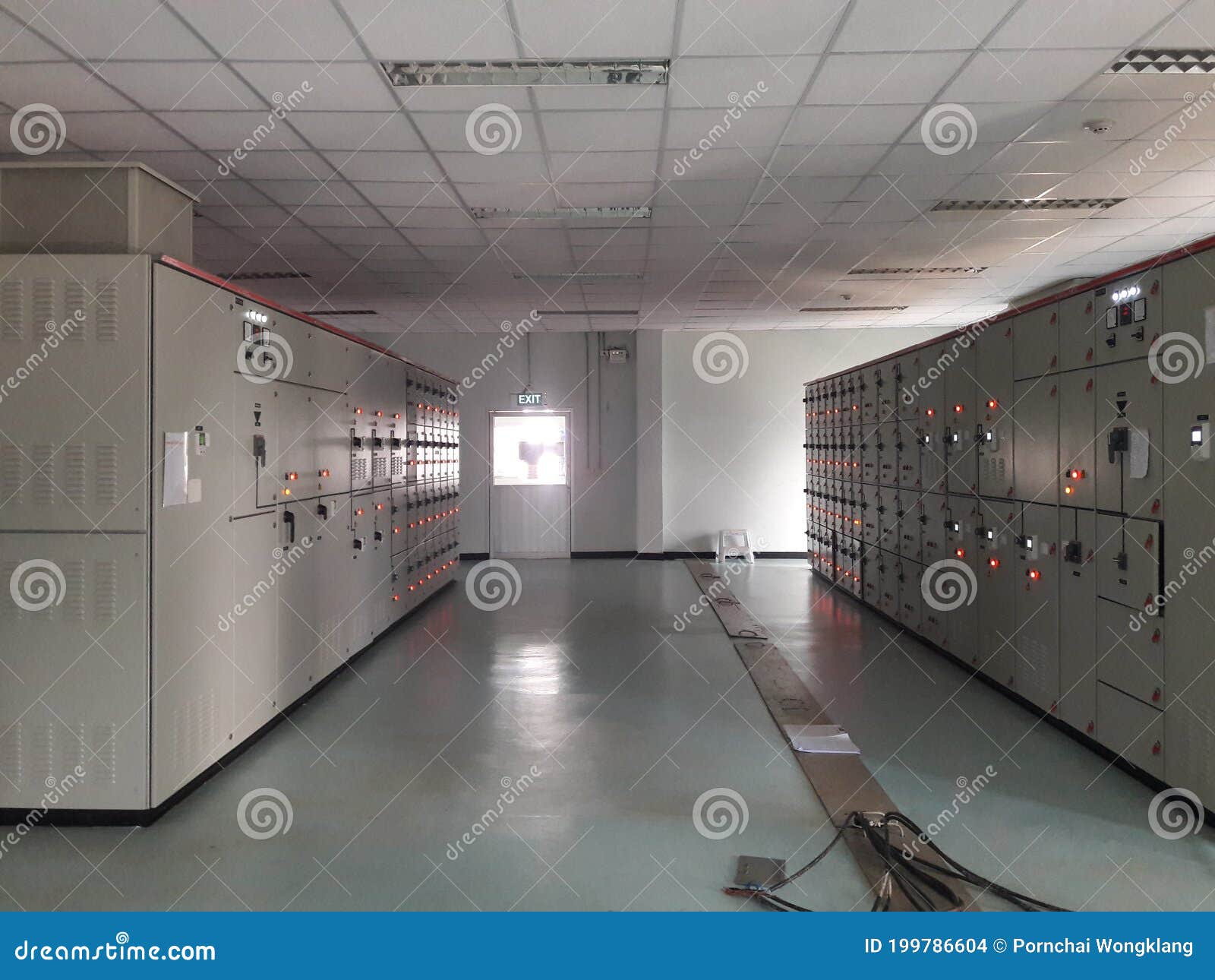 Electrical Panel with LED Lighting, Industrial Power Plant. Stock Photo ...