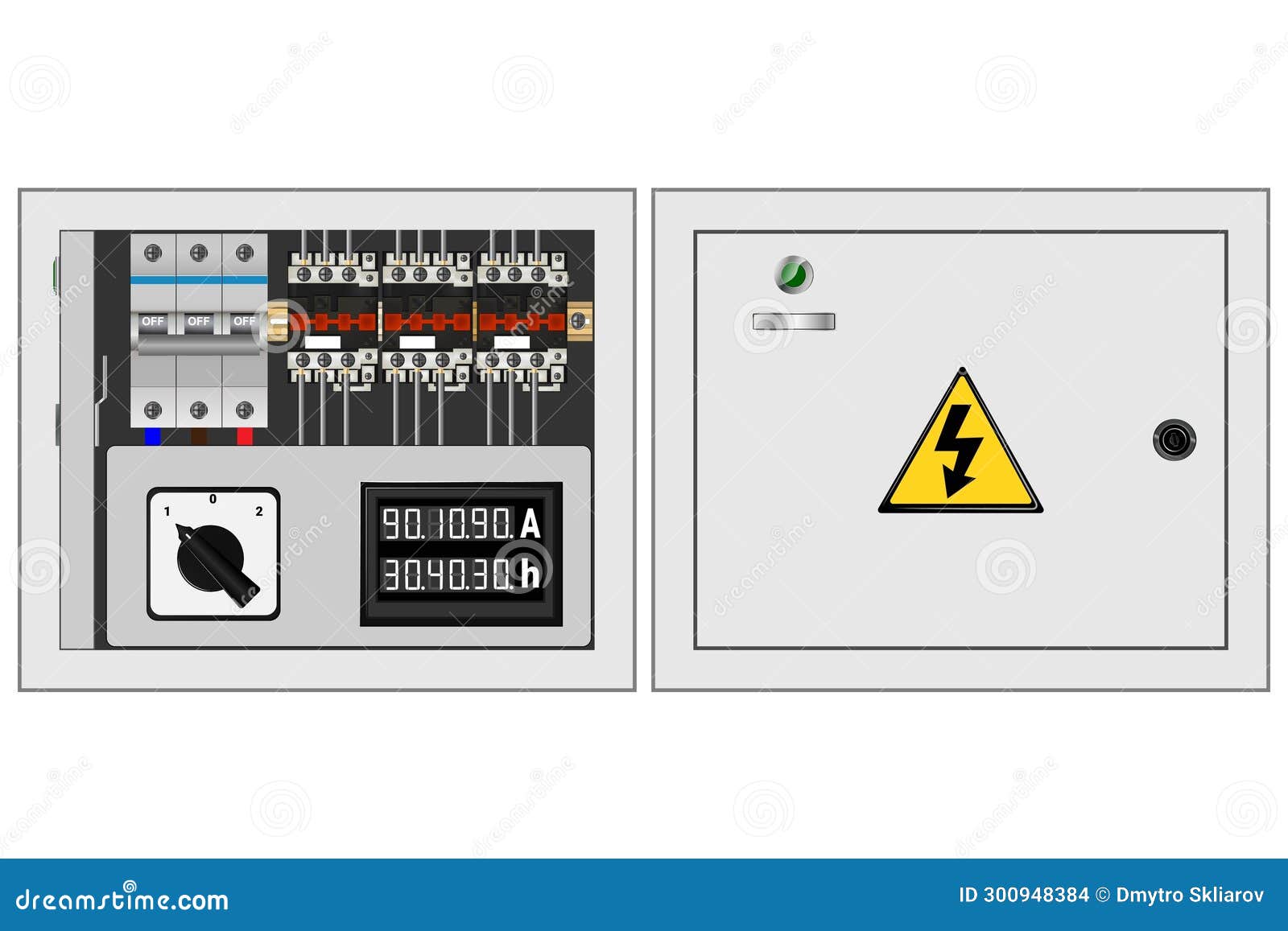 Electrical Panel with Magnetic Contactor Stock Vector - Illustration of ...