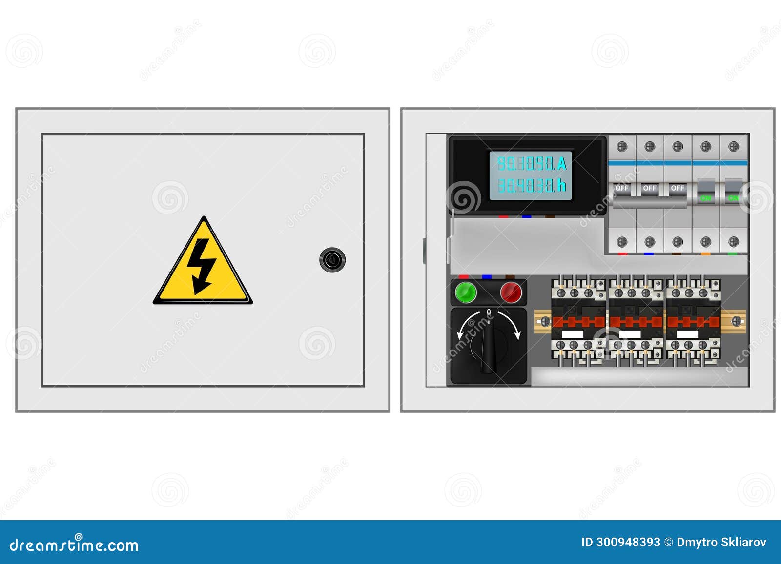 Electrical Panel with Magnetic Contactor Stock Vector - Illustration of ...