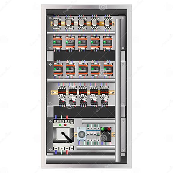 Electrical Panel with Magnetic Contactor Stock Vector - Illustration of ...