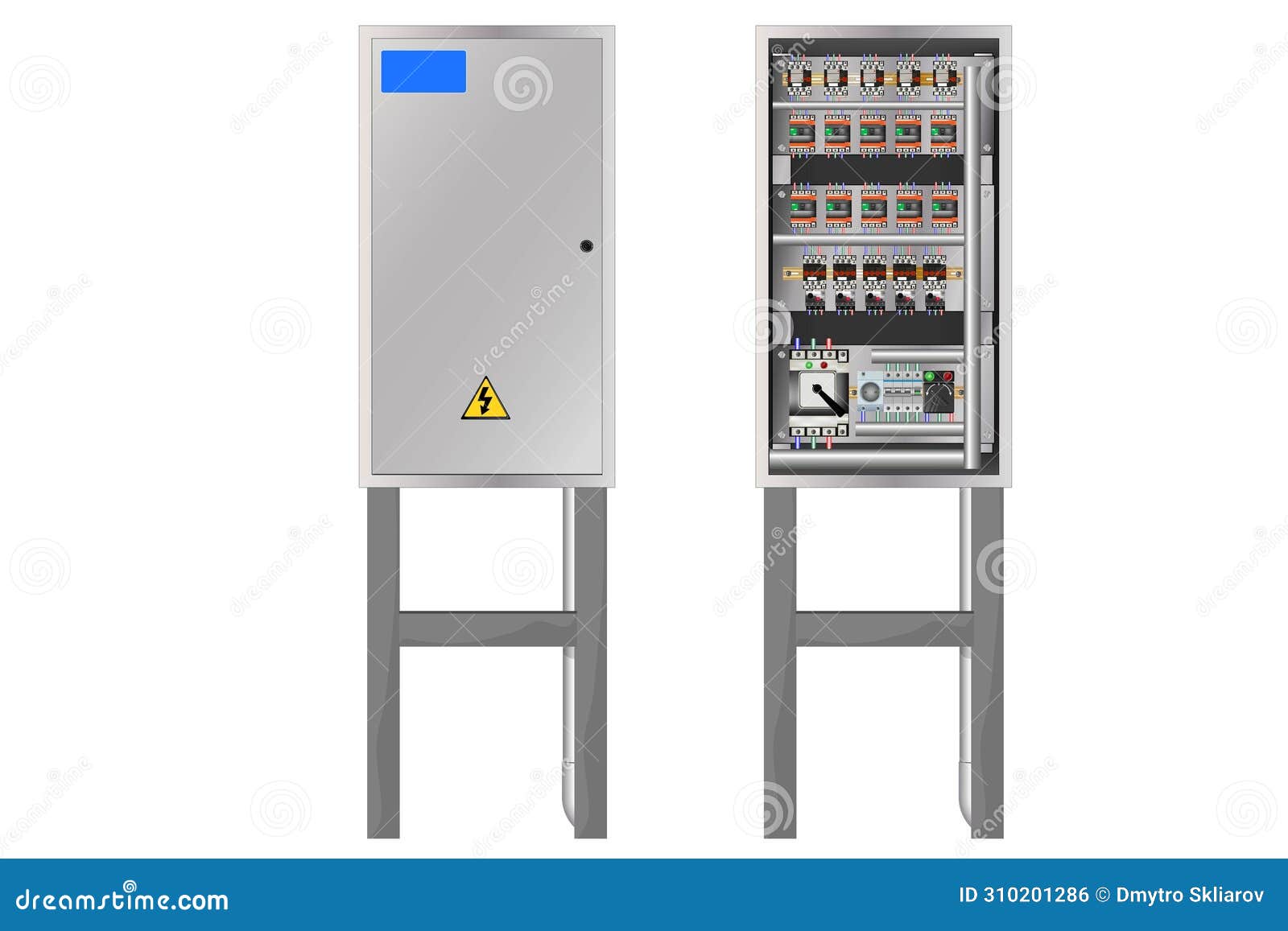 Electrical Panel with Magnetic Contactor Stock Vector - Illustration of ...