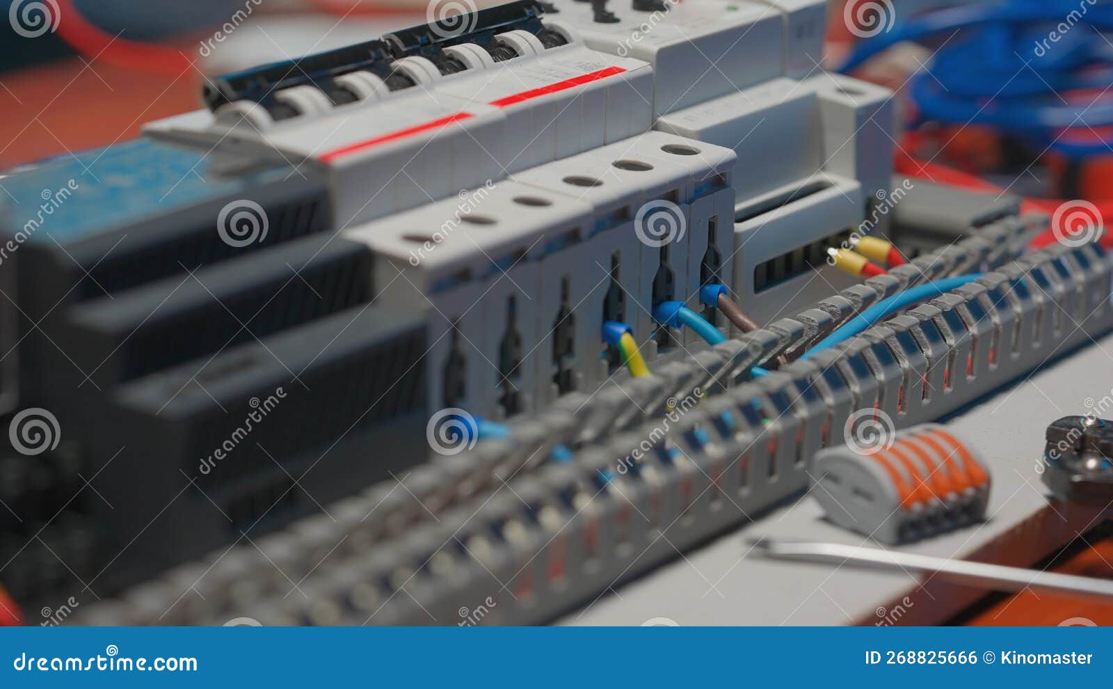 Electrical Panel with Many Red and Blue Wires, Electrical Parts ...
