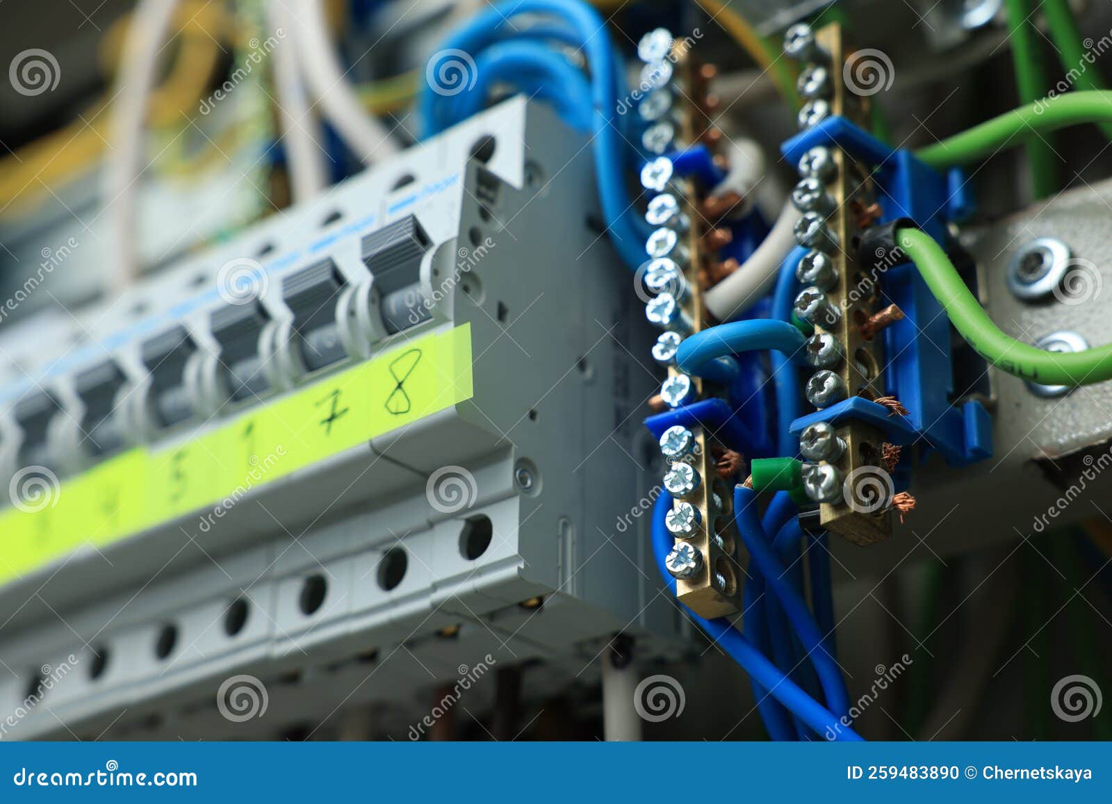 Electrical Panel with Many Wires in Fuse Box, Closeup Stock Photo ...