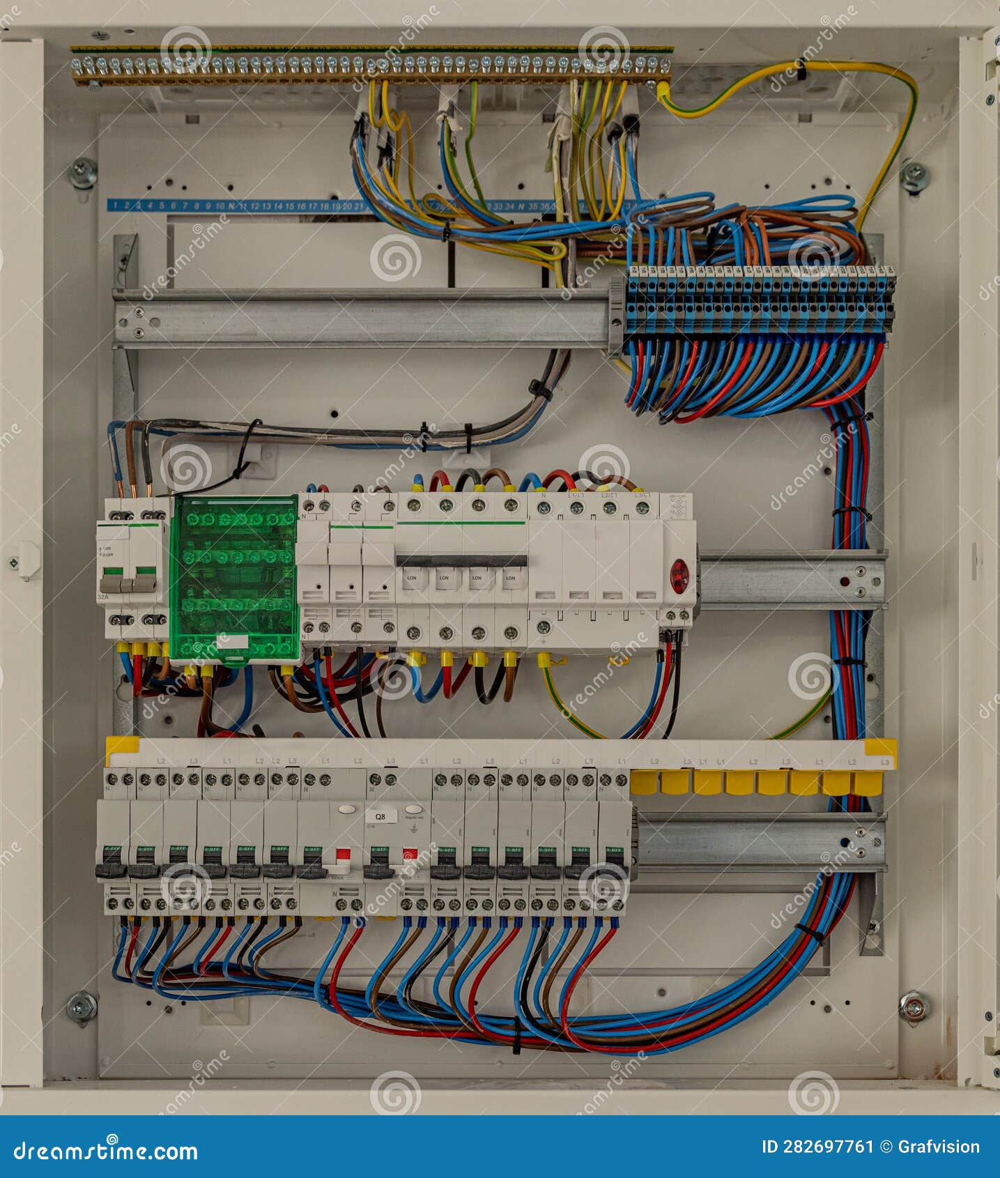 Electrical Panel with Multi-colored Wires Stock Image - Image of ...