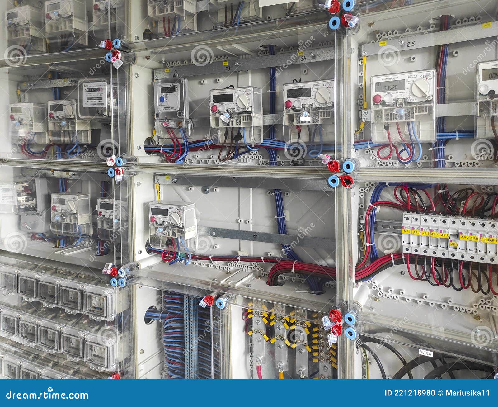 Electrical Panel with Multiple Connections Stock Photo - Image of ...