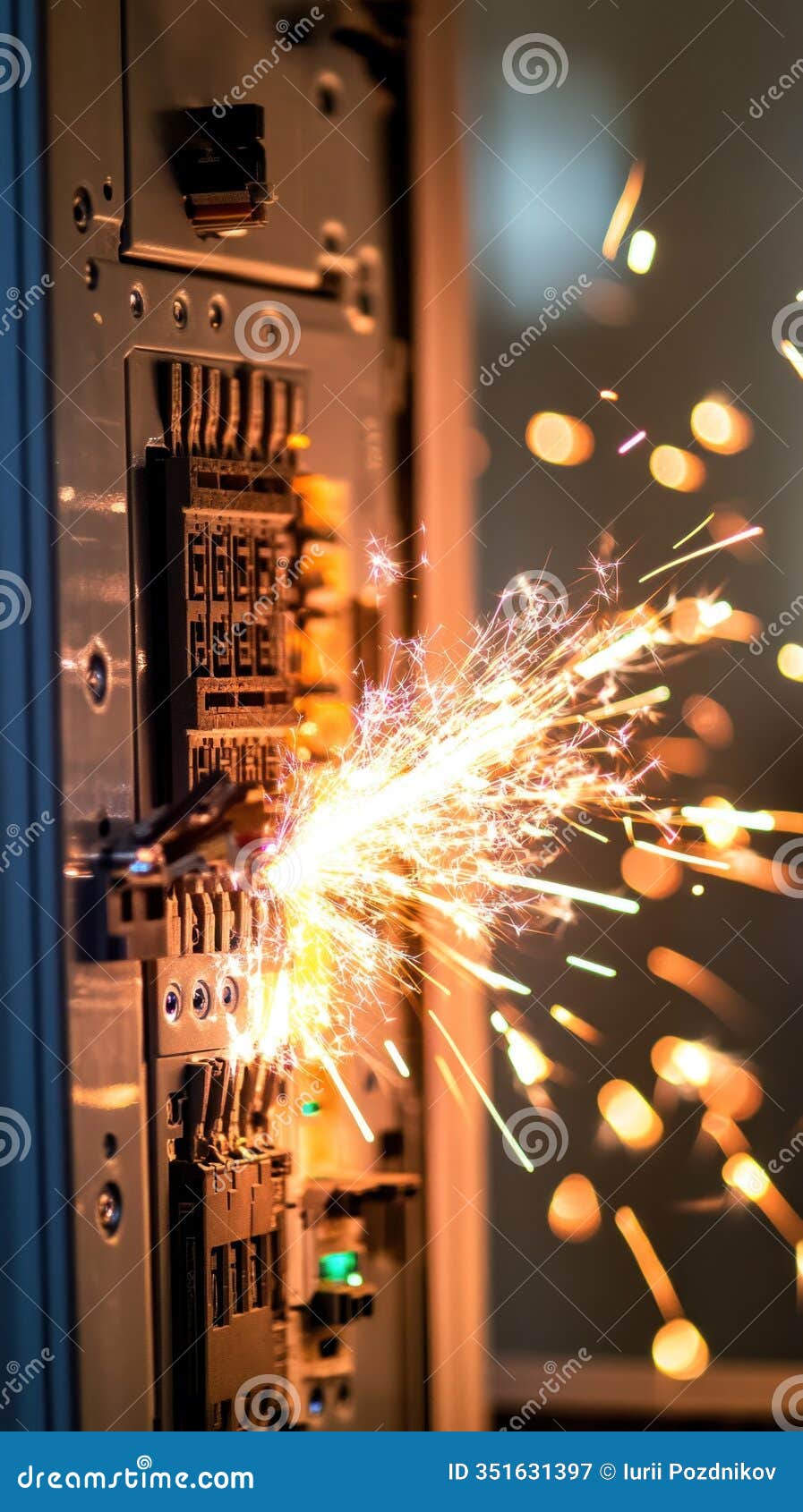 Electrical Panel Short Circuit Creating Sparks and Fire Hazard Stock ...