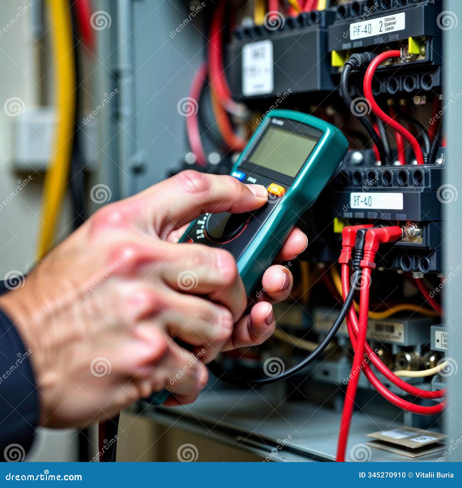 Technician Testing Electrical Panel with Multimeter, Generative Ai ...