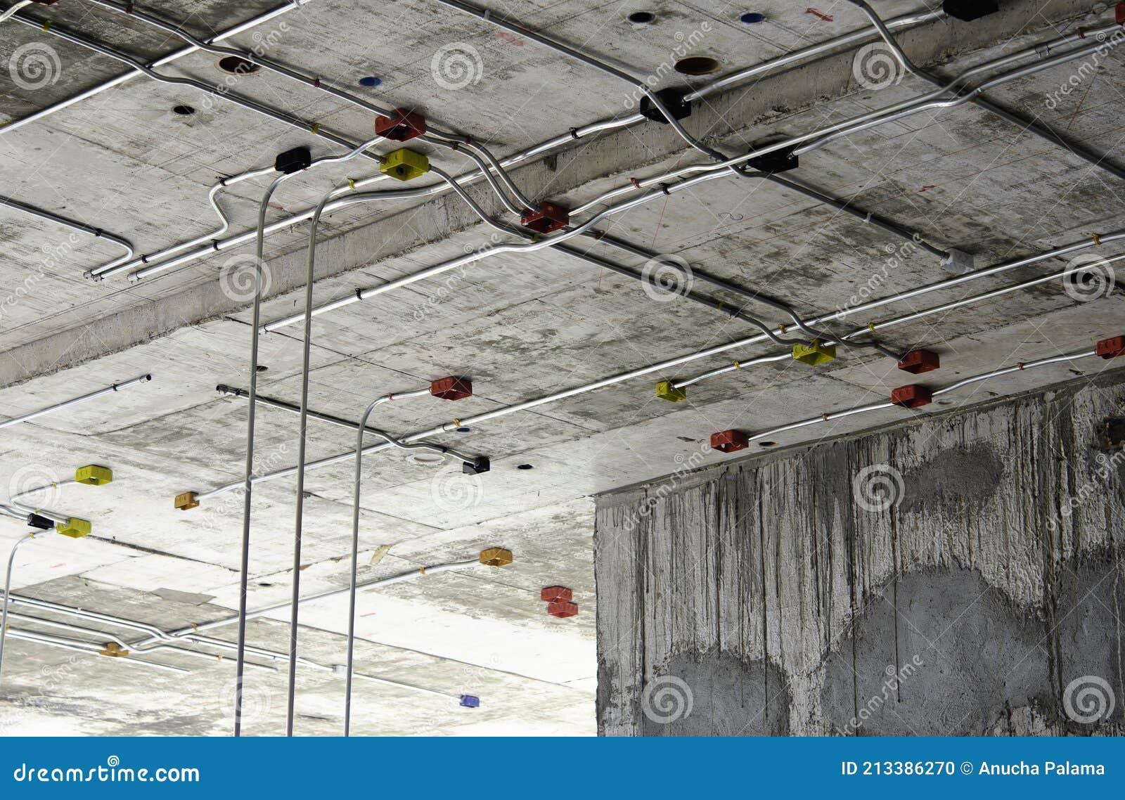 Electrical Pipe Utility System in the Building. Installing on Interior ...