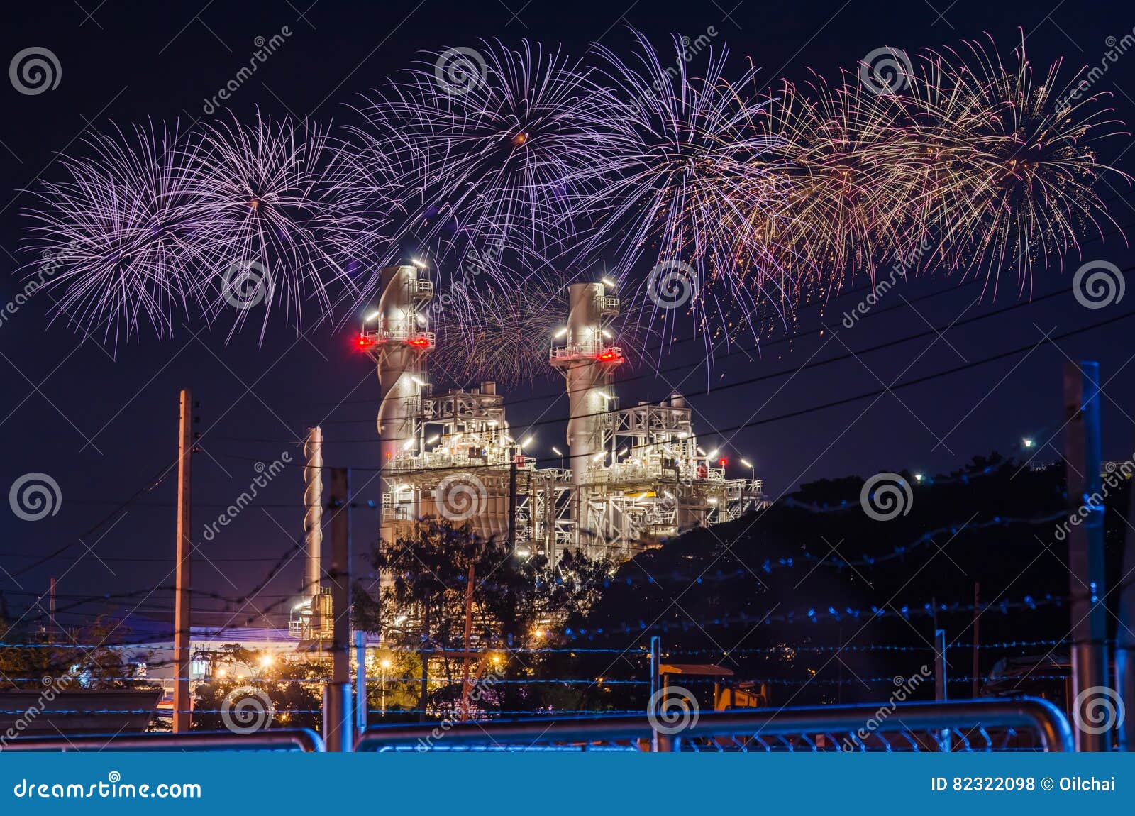 Electrical plant at night stock photo. Image of celebrate - 82322098
