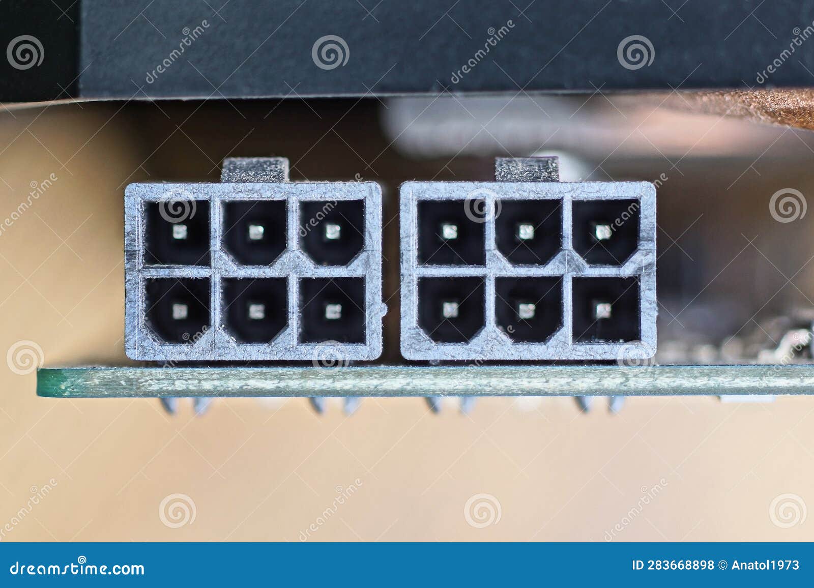 Electrical Plastic Socket Inputs on the Video Card Chip Stock Photo ...