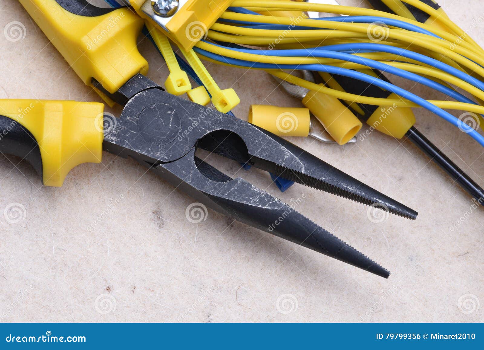 Electrical Pliers and Cables Stock Photo - Image of blue, installing ...