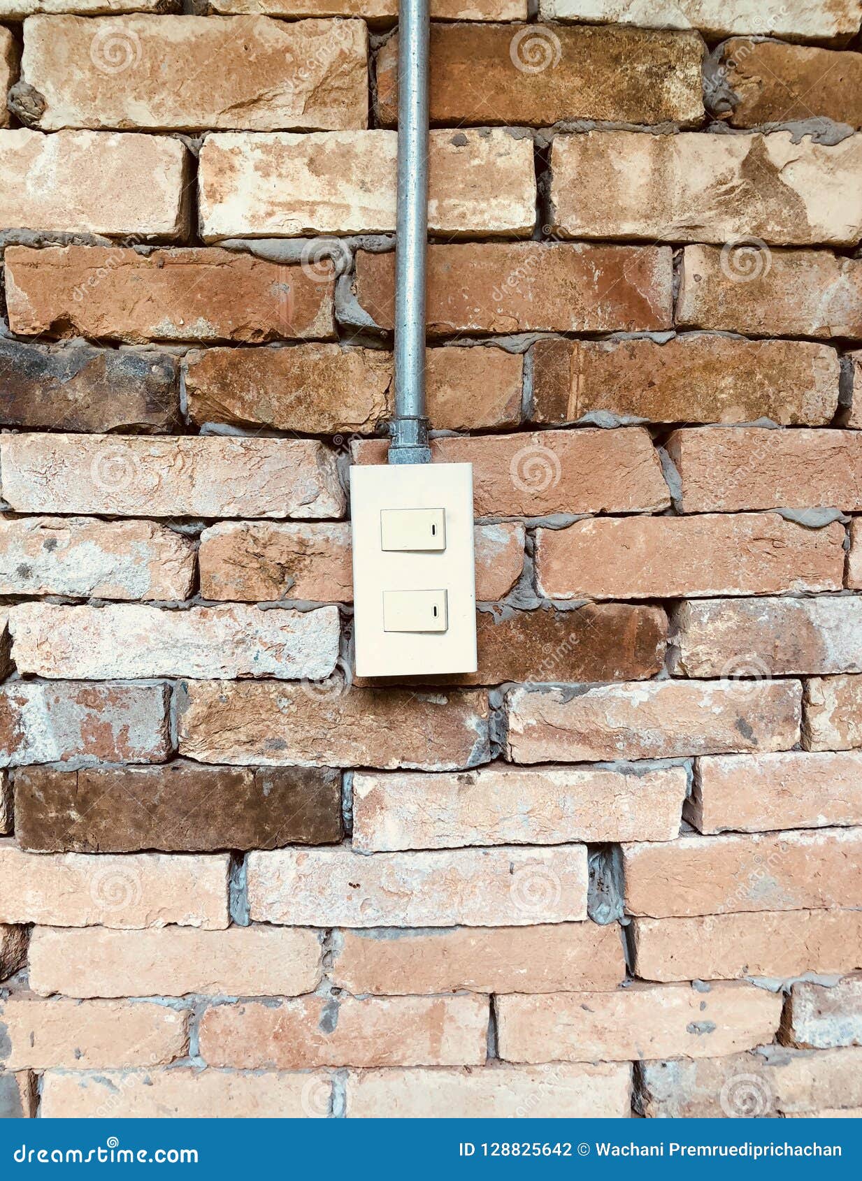 Electrical Plug on the Brick Wall Stock Photo - Image of electricity ...