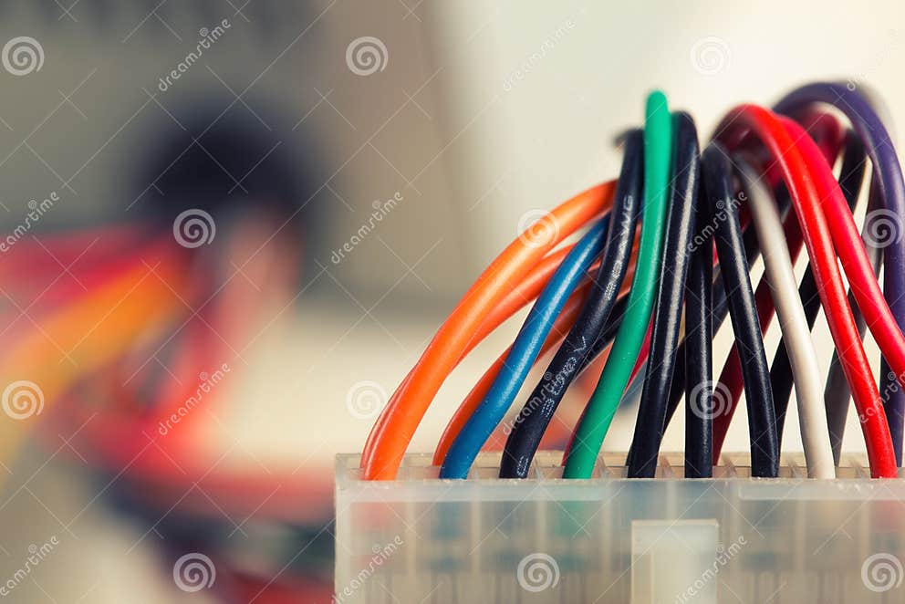 Electrical Plug with Colorful Cables Stock Image - Image of input ...