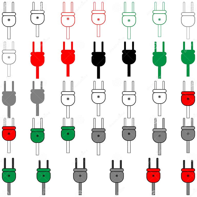 Electrical Plug Different Colour - Set. Stock Vector - Illustration of ...
