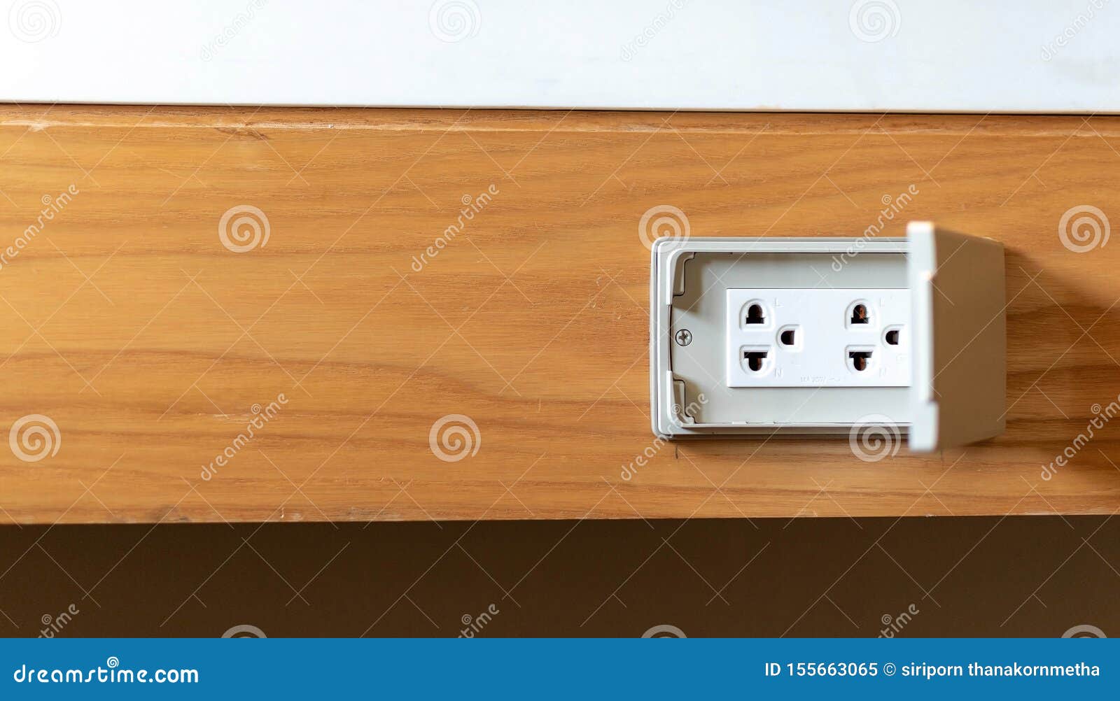 Electrical Plug in an Electronic Socket with Cover Stock Image - Image ...