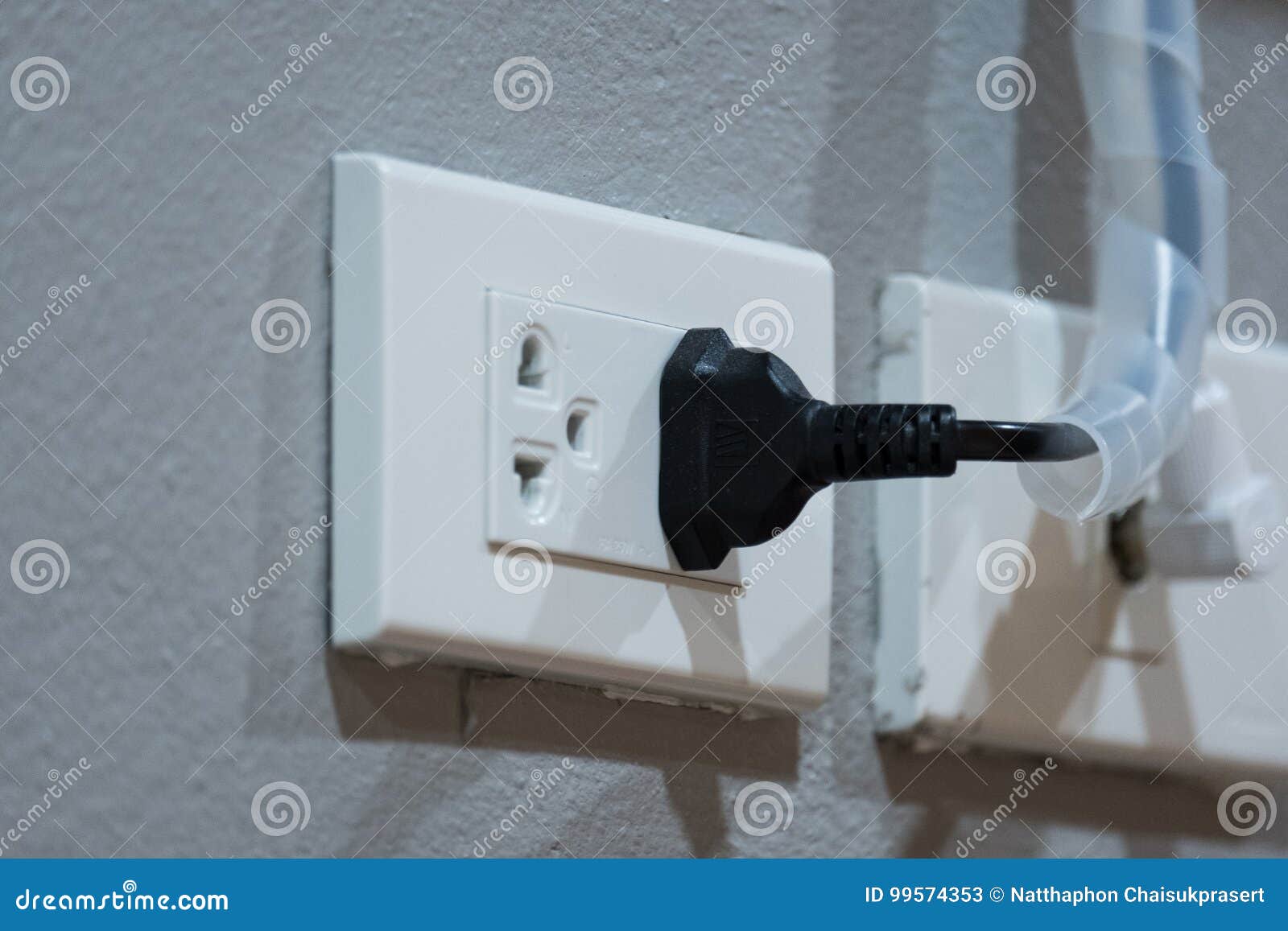 Electrical Plug Left and TV Signal Plug Right Stock Image - Image of ...