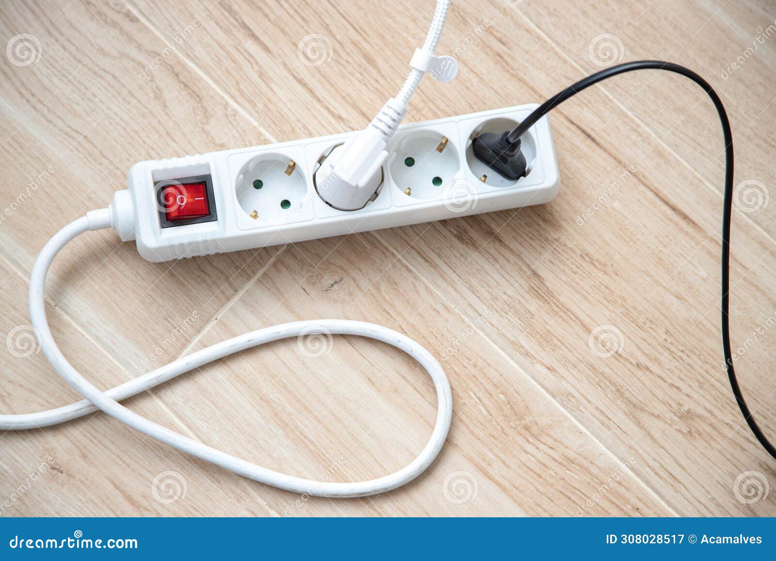 Electrical Plug and Multiple Socket in Use on the Floor, Stock Image ...