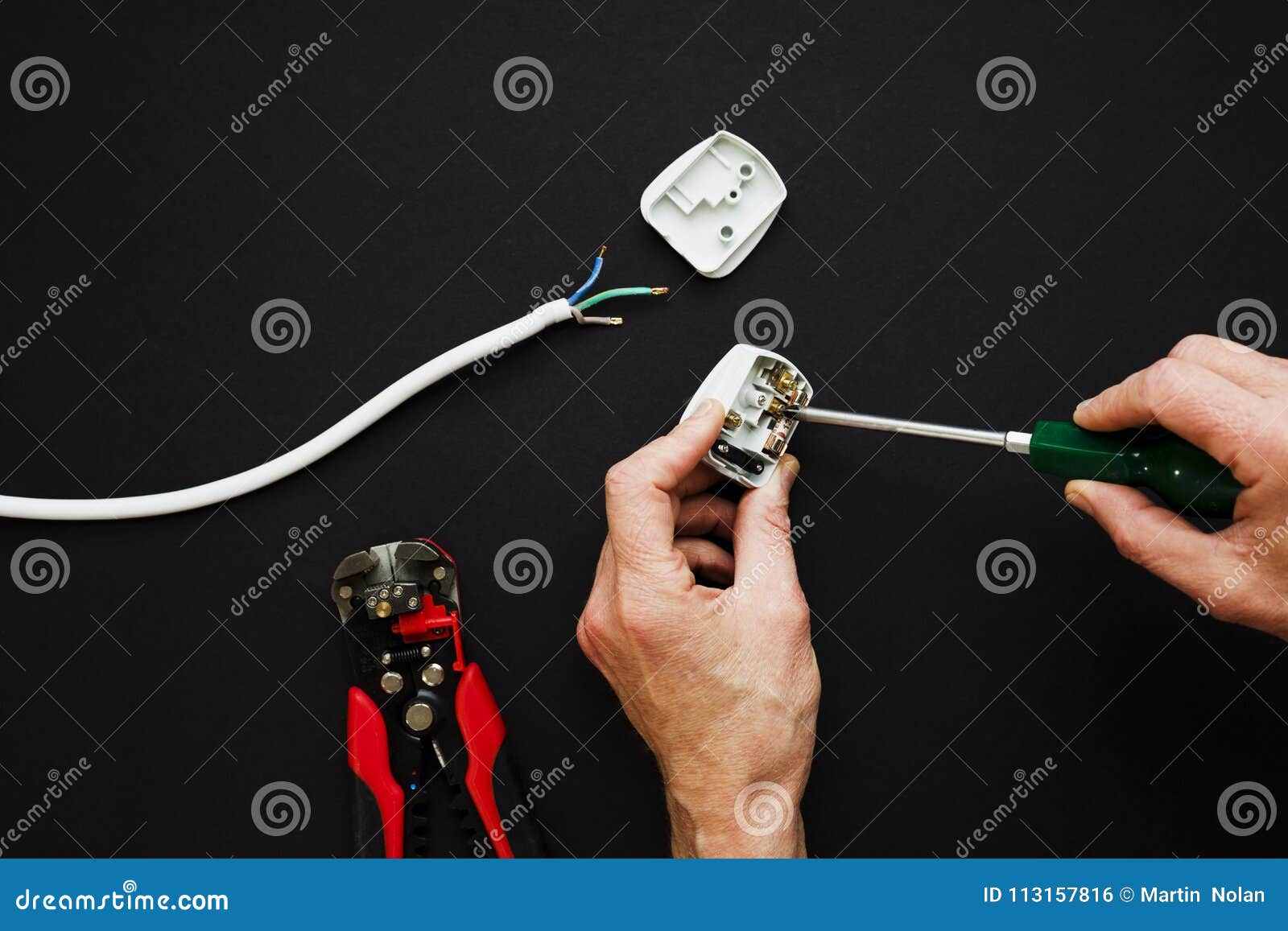 Electrician Has Plug Opened Up Stock Photo - Image of unplug, energy ...