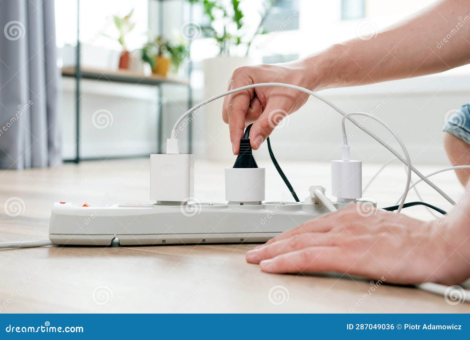 Electrical Plug in Outlet Socket at Home Stock Photo - Image of ...