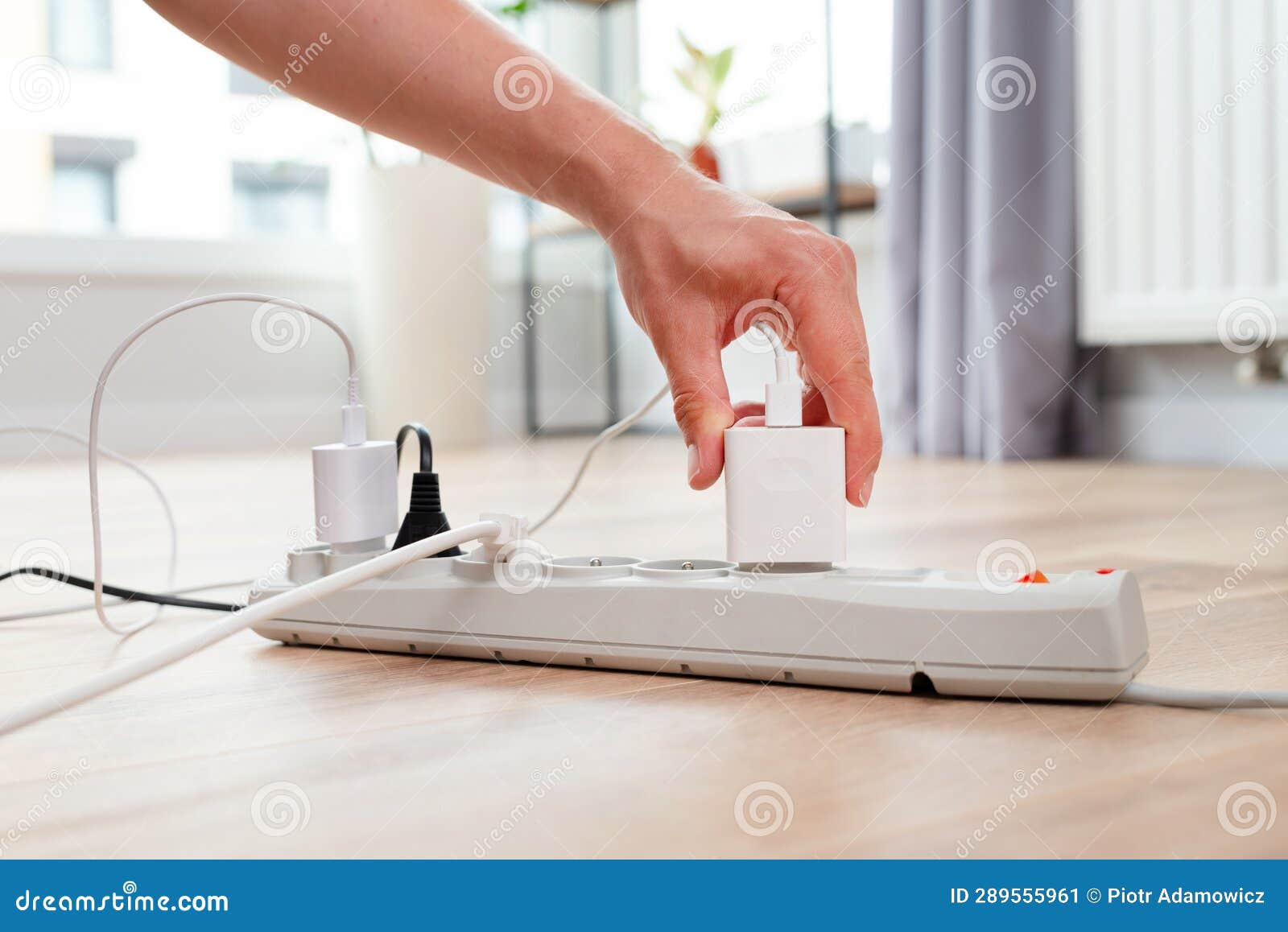 Electrical Plug in Outlet Socket at Home Stock Image - Image of cable ...