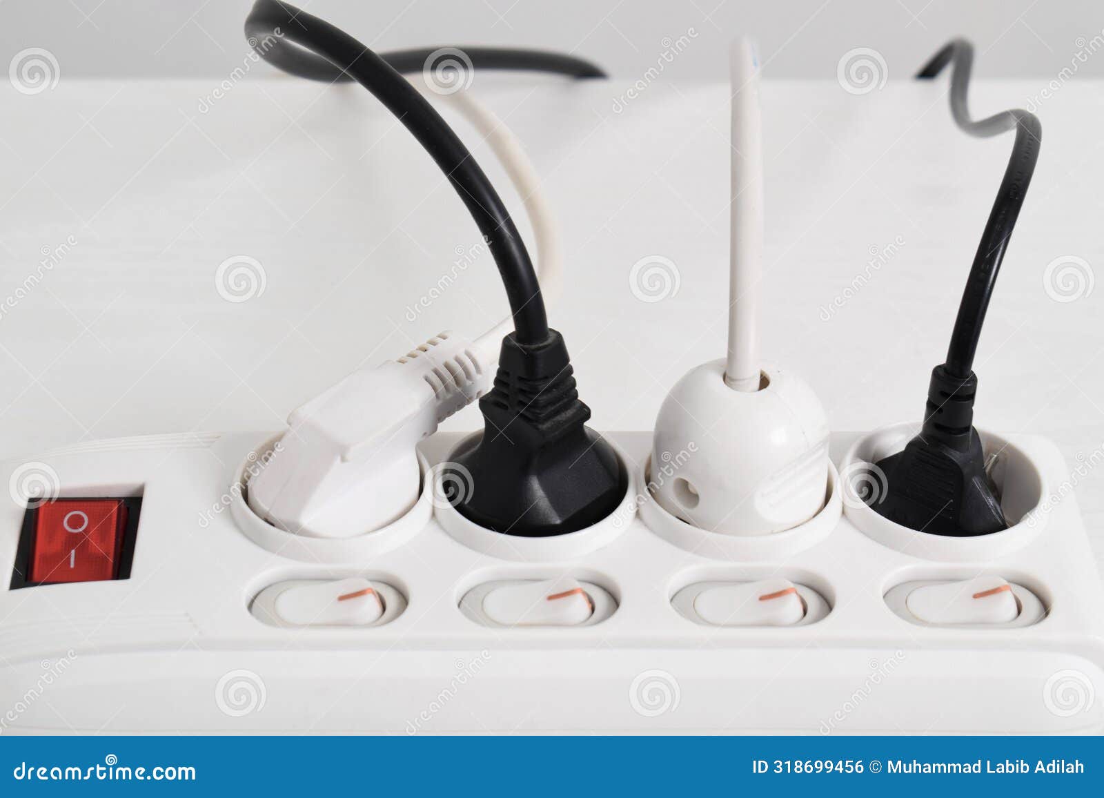 Electrical Plug in Outlet Socket at Home Isolated on White Background ...