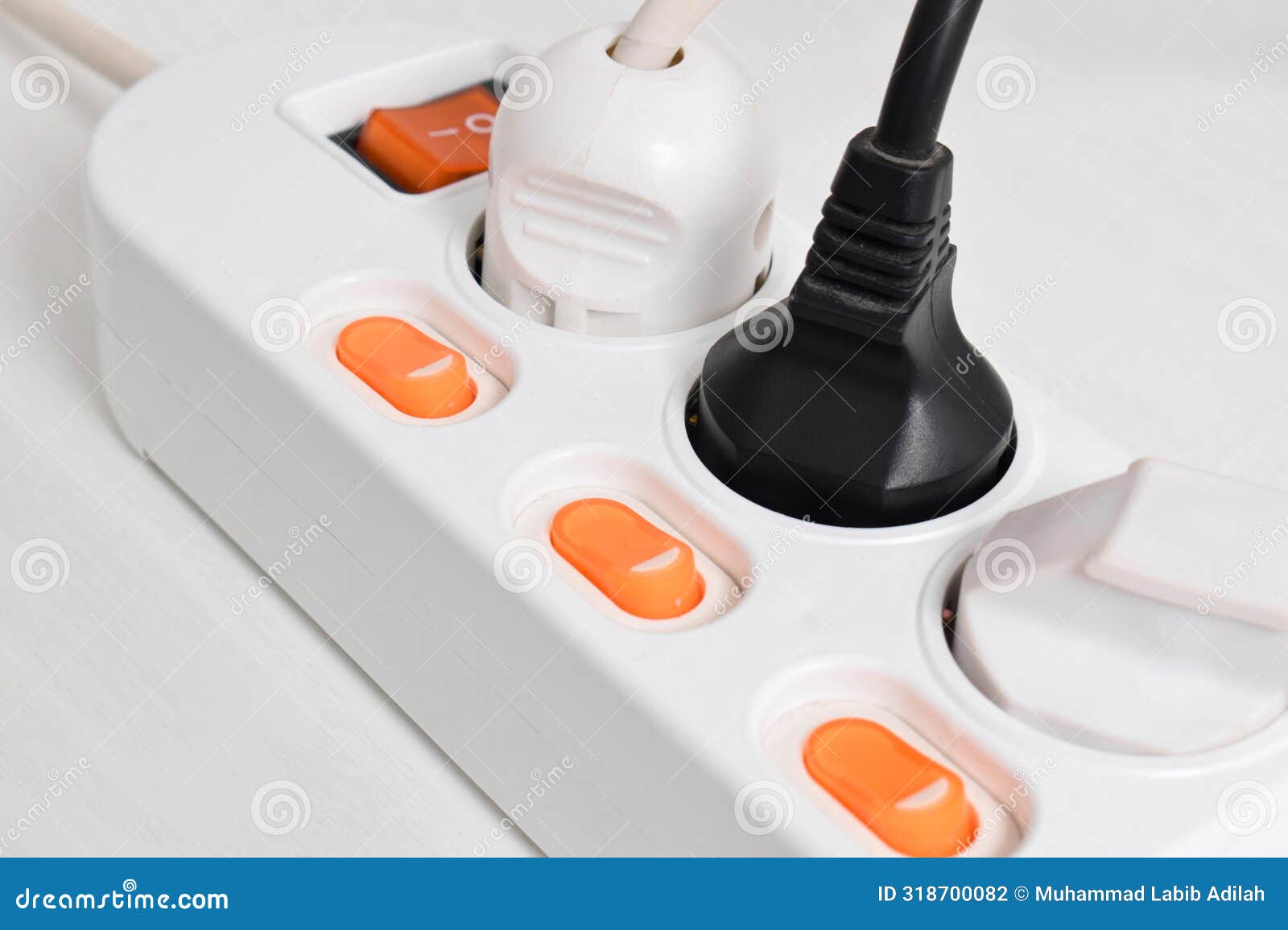 Electrical Plug in Outlet Socket at Home Isolated on White Background ...