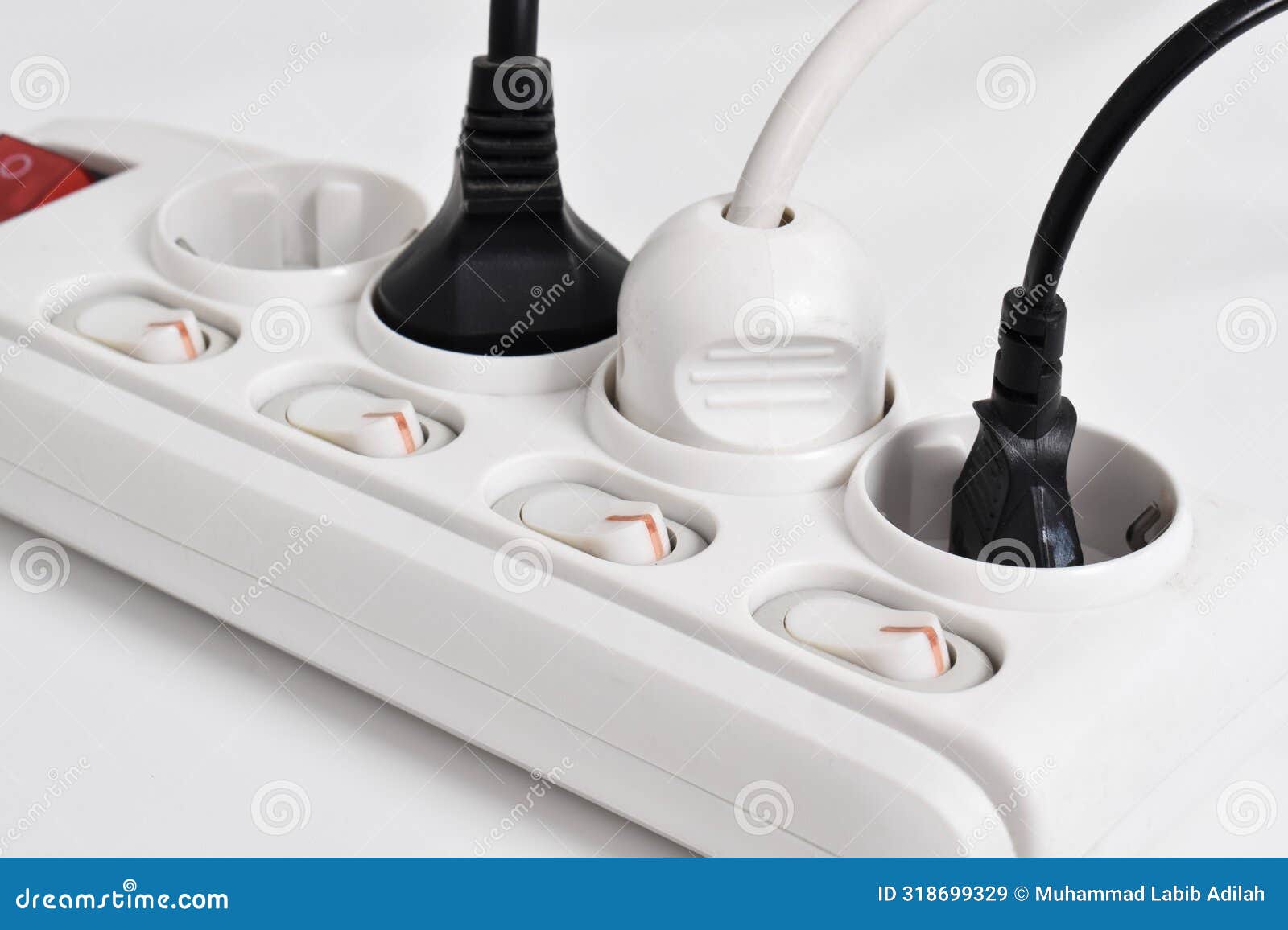 Electrical Plug in Outlet Socket at Home Isolated on White Background ...