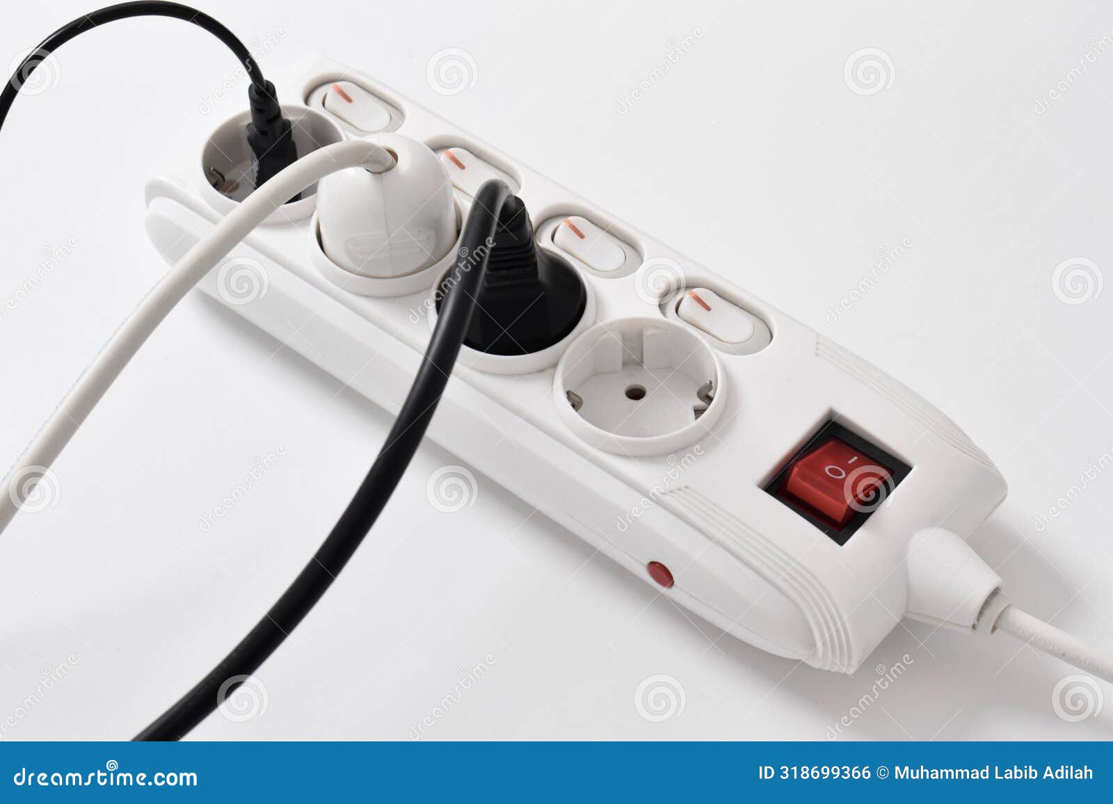 Electrical Plug in Outlet Socket at Home Isolated on White Background ...